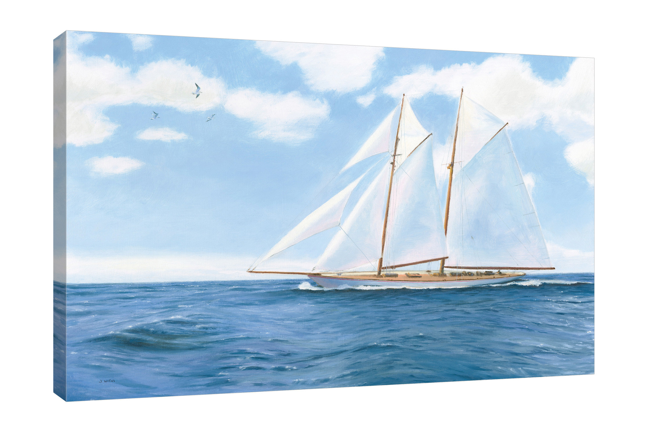 Jaxson Rea Majestic Sailboat by James Wiens - Wrapped Canvas Painting ...