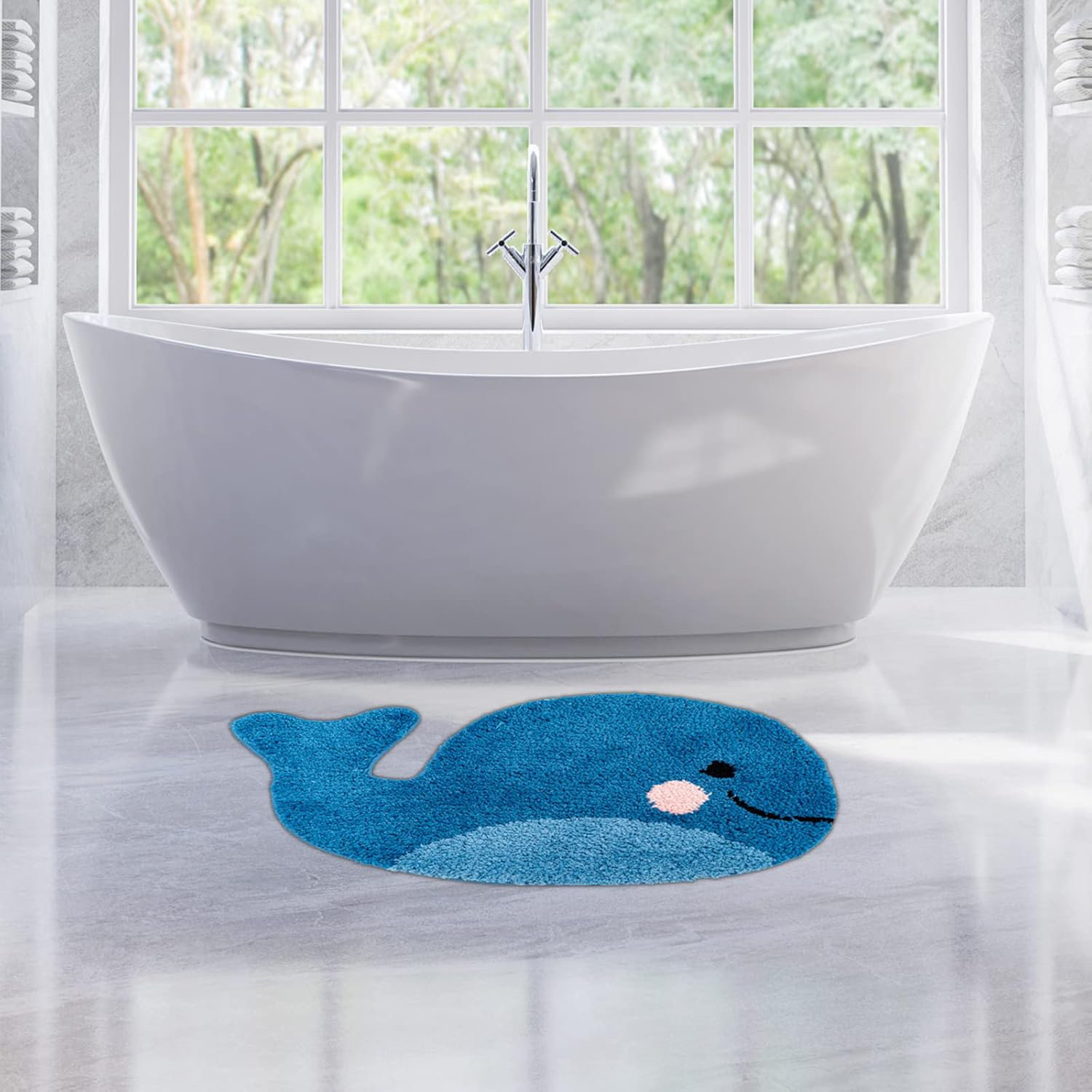 Beachcrest Home™ Cute Bath Mats Cartoon Whale Kids Area Rugs Non Slip ...