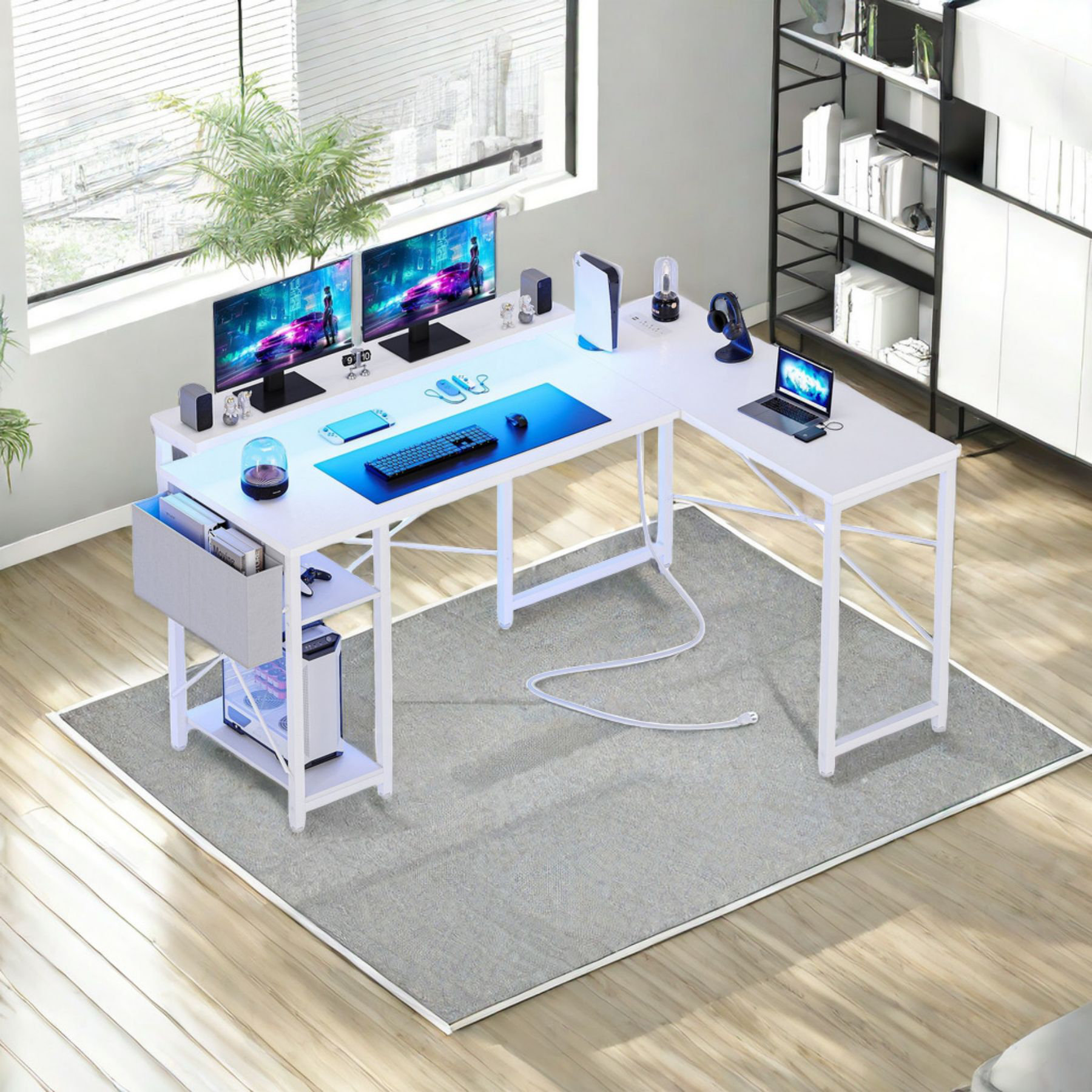 Inbox Zero Mikkia 54'' W Height Adjustable L-Shaped Computer Desk | Wayfair