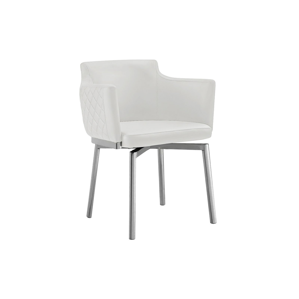 Ivy Bronx Rison 180 Swivel Arm Dining Chair In White Pu-Leather. | Wayfair