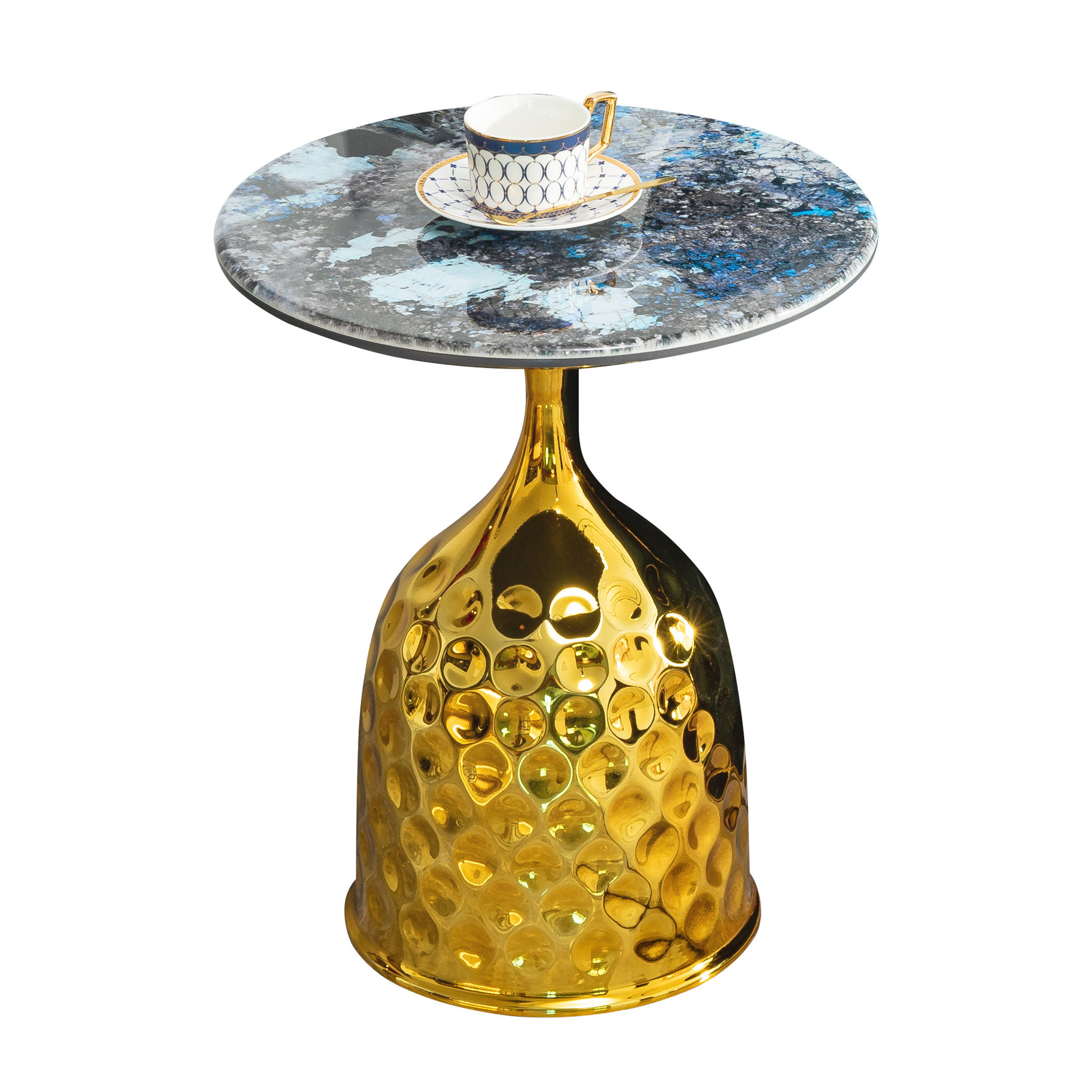 Mercer41 Versatile Iron Side Table with Round Tray for Various Settings ...