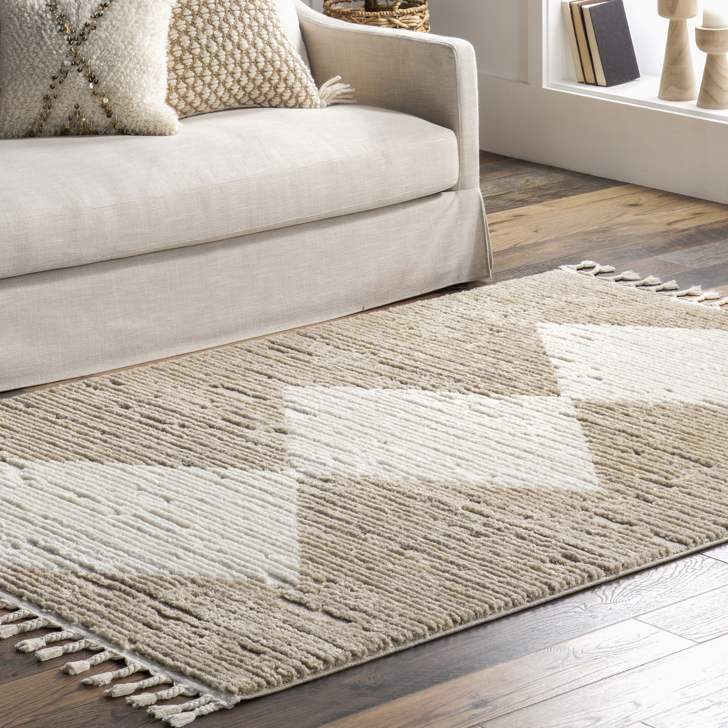 Dakota Fields Sherley Stacked Diamond Tassel Area Rug | Wayfair