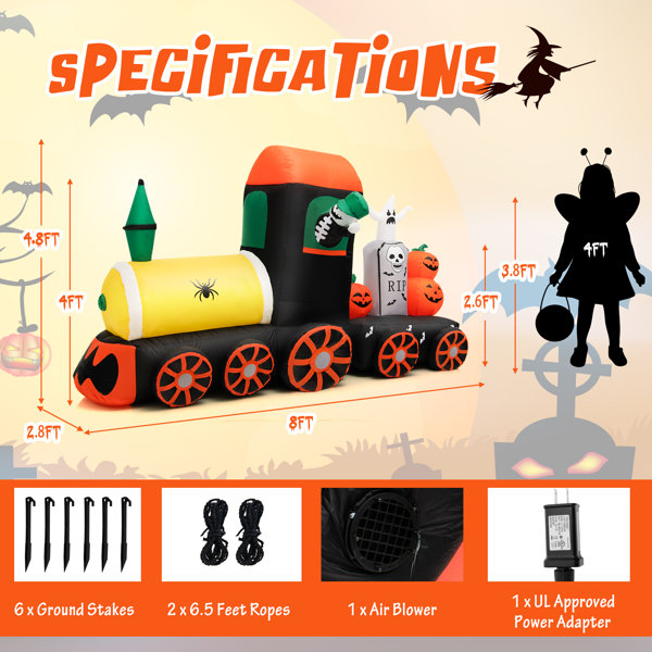 The Holiday Aisle® 8'' Long Inflatable Halloween Train Blow Up ...