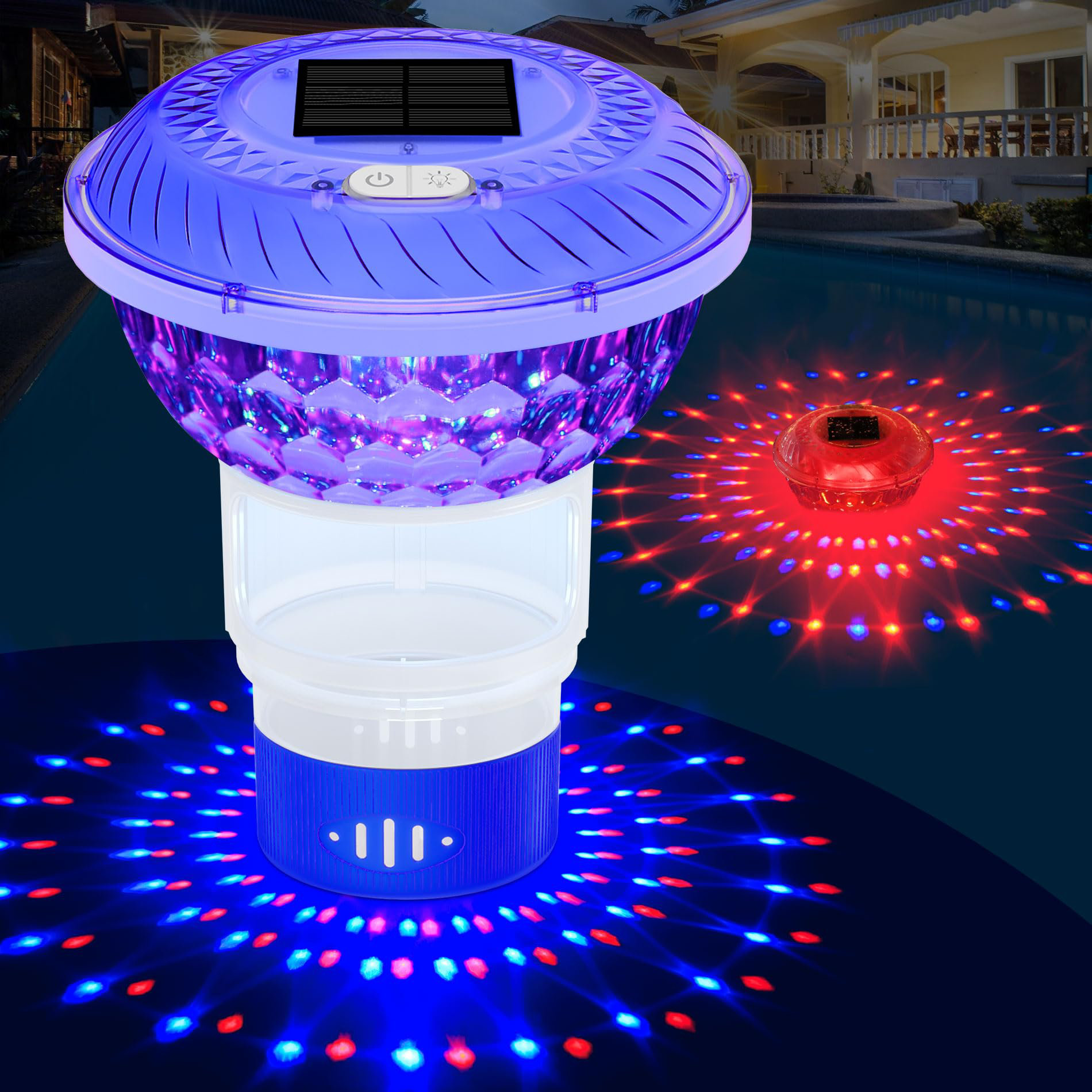 Zeki Shoggy Solar Chlorine Floater With Colorful Light Show, Button ...
