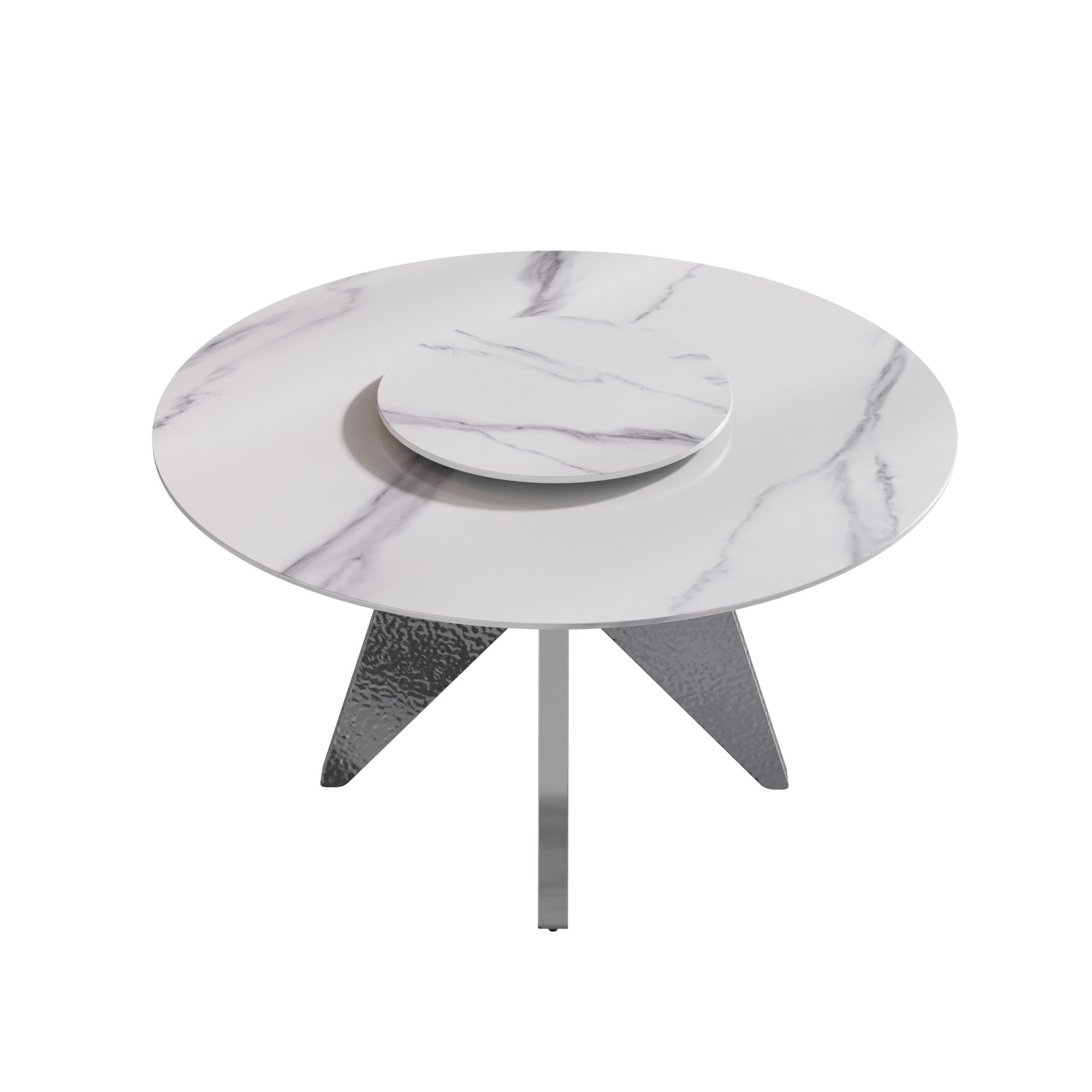 Orren Ellis Elegant Round Marble Dining Table - Durable Sintered Stone ...