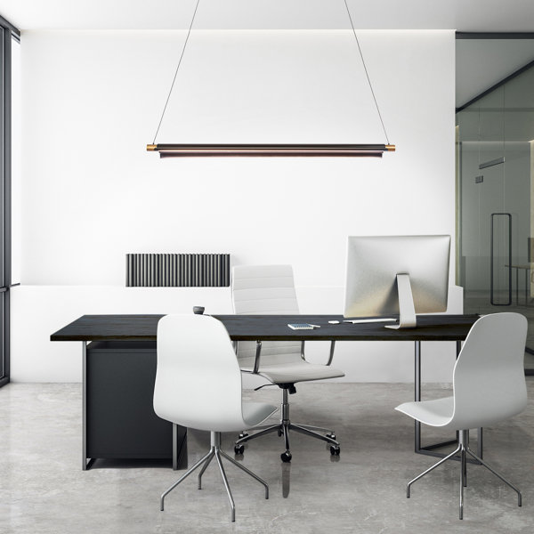 dweLED Pavilion 44.125 in LED Linear Pendant 3000K in Black/Aged Brass ...