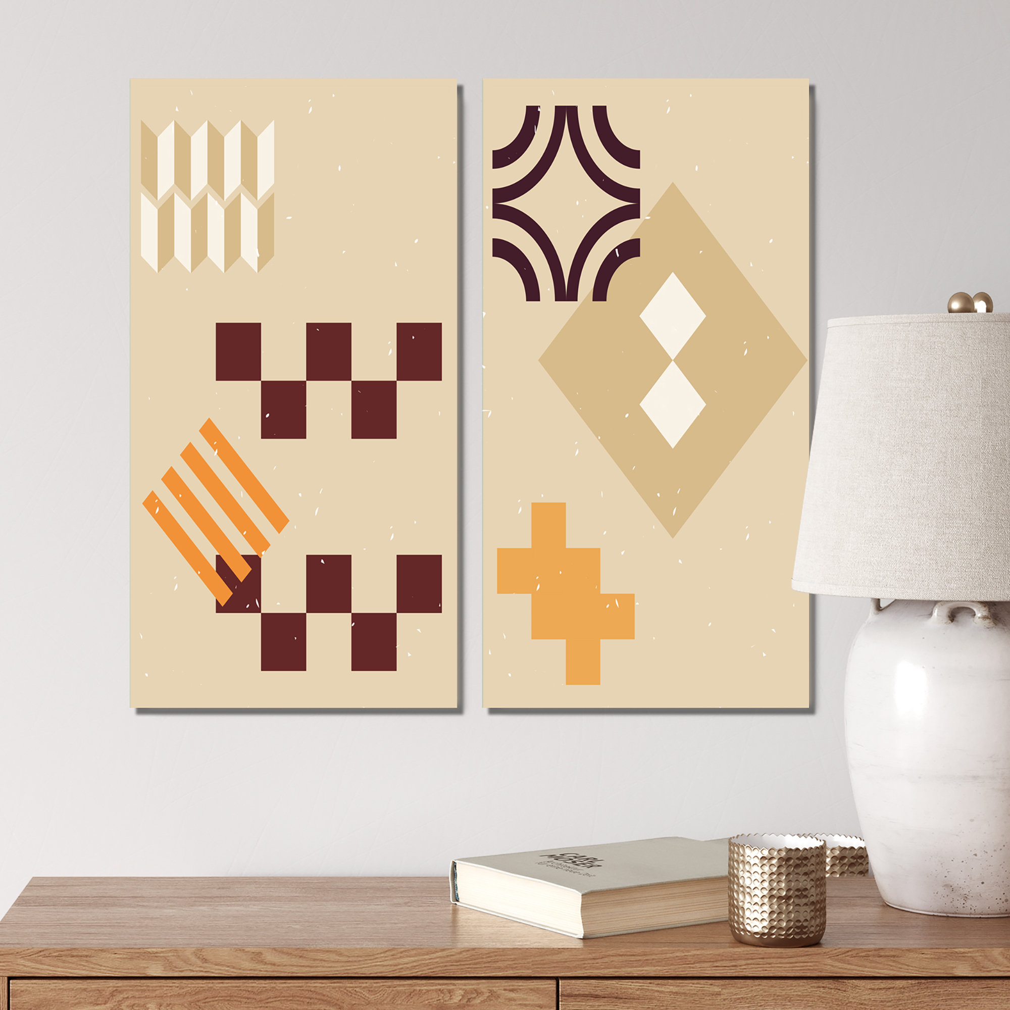 Wrought Studio™ Vintage Abstract Geometrics in Vintage Colors VIII - 2 ...