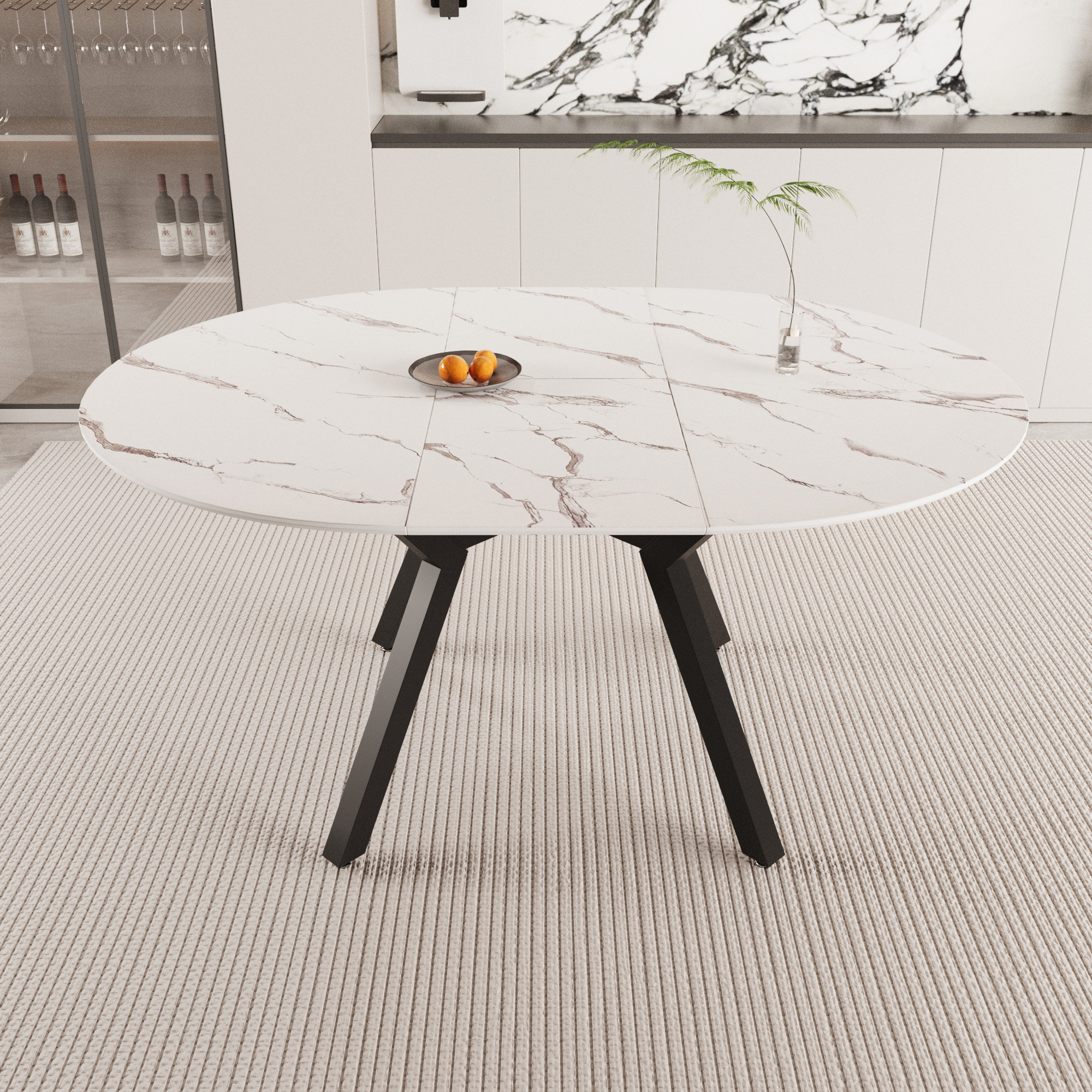 Ivy Bronx 47-63 " Extendable White Circular Dining Table (Only Tables ...