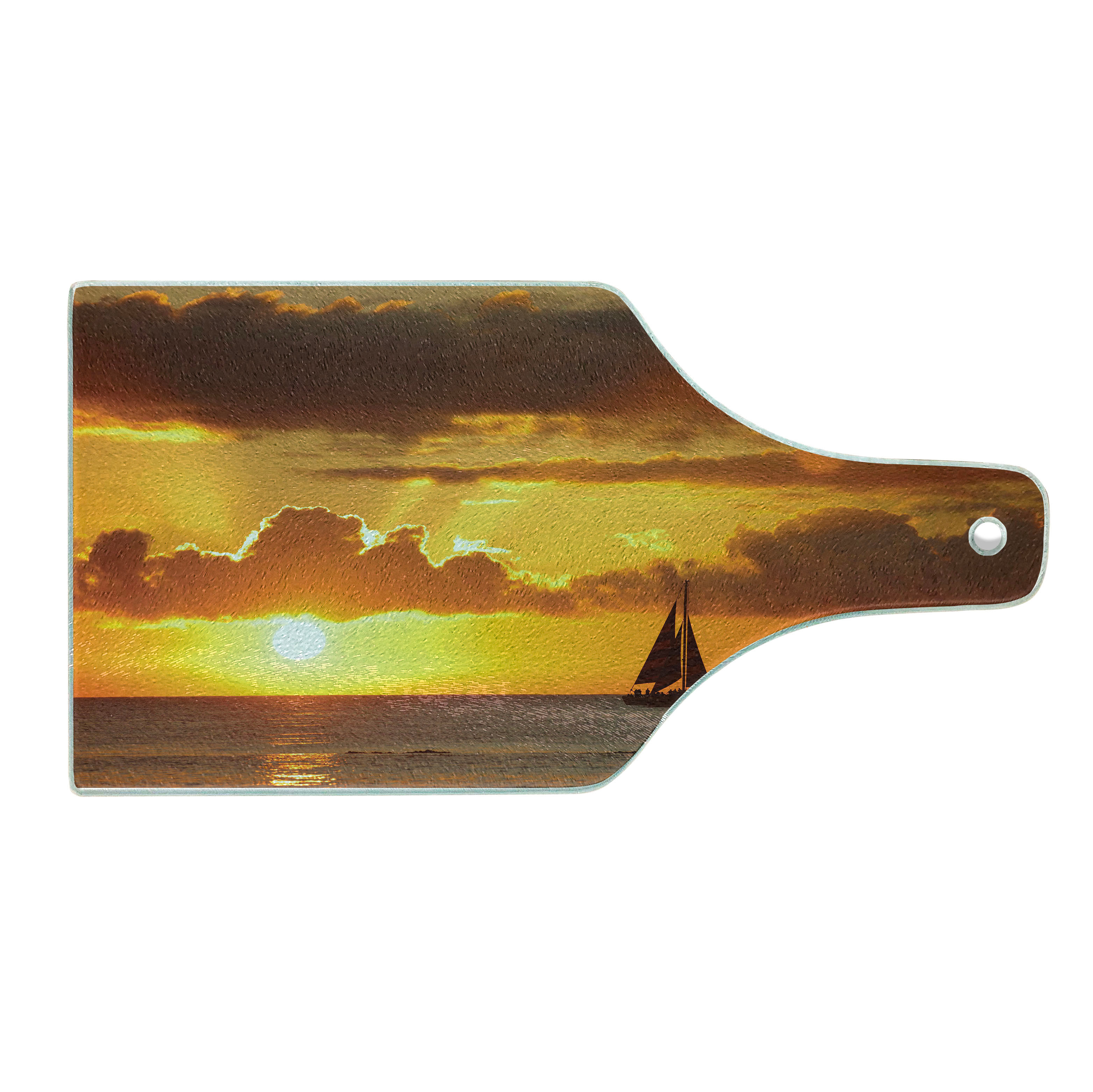 Ambesonne Ocean Tempered Glass Cutting Board Ocean Boat Freedom Theme ...