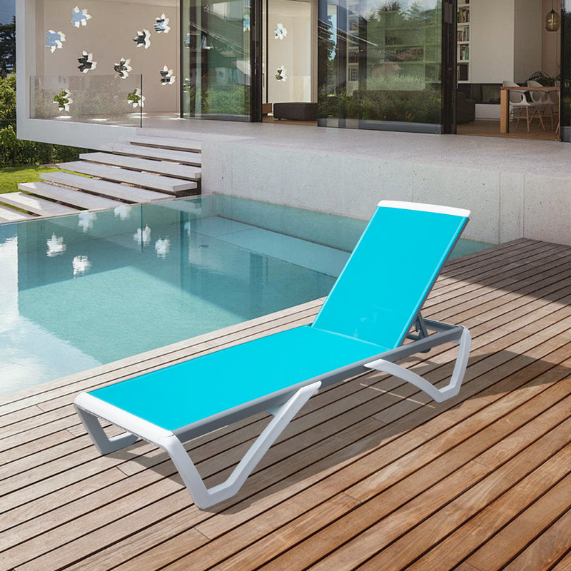 Ebern Designs Outdoor Metal Chaise Lounge with Adjustable Positions ...