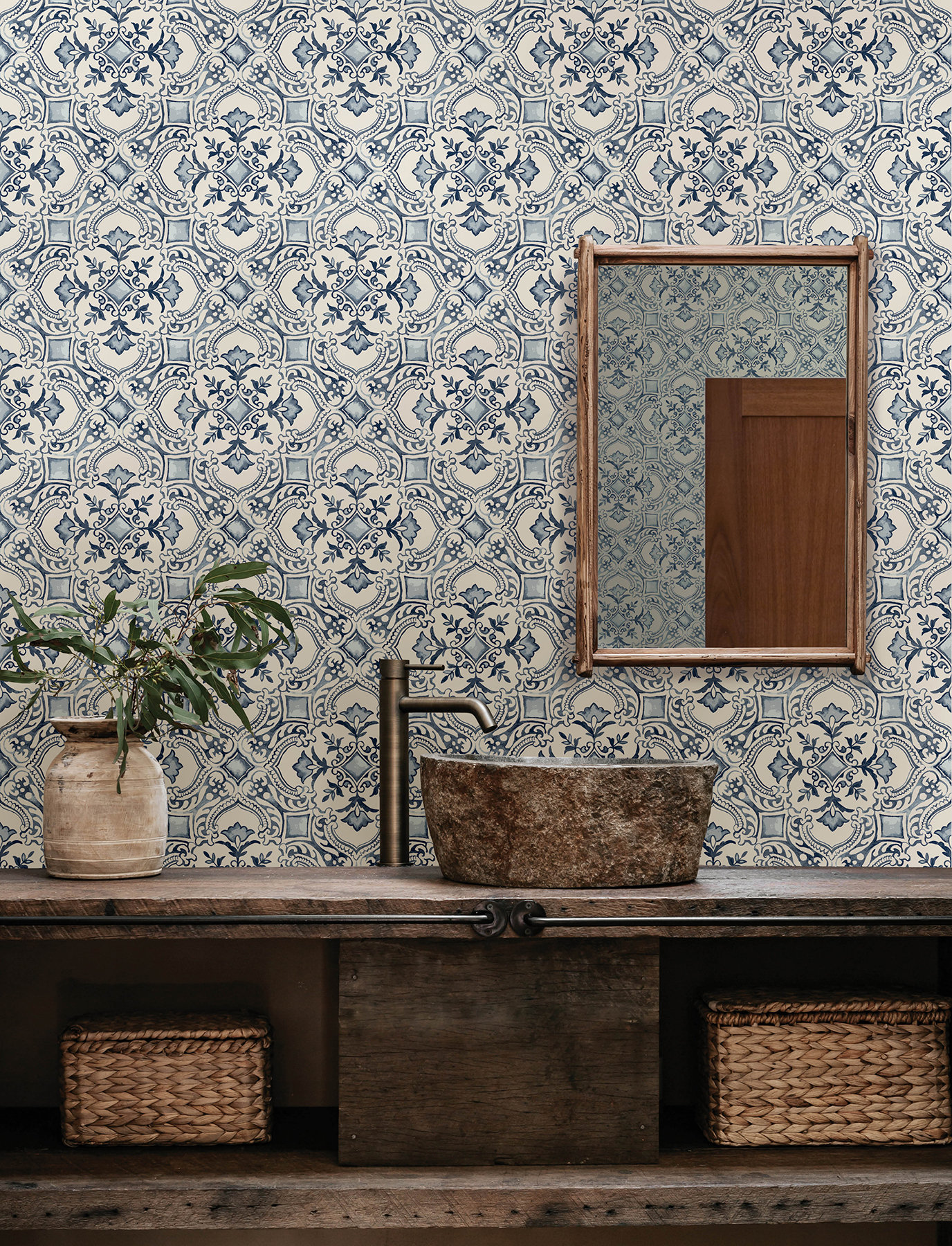 Bungalow Rose Marjoram Floral Tile Wallpaper | Wayfair
