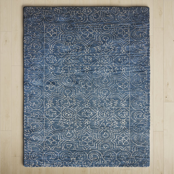 Evers Hand Tufted Wool Denim Blue/Ivory Rug & Reviews | Birch Lane