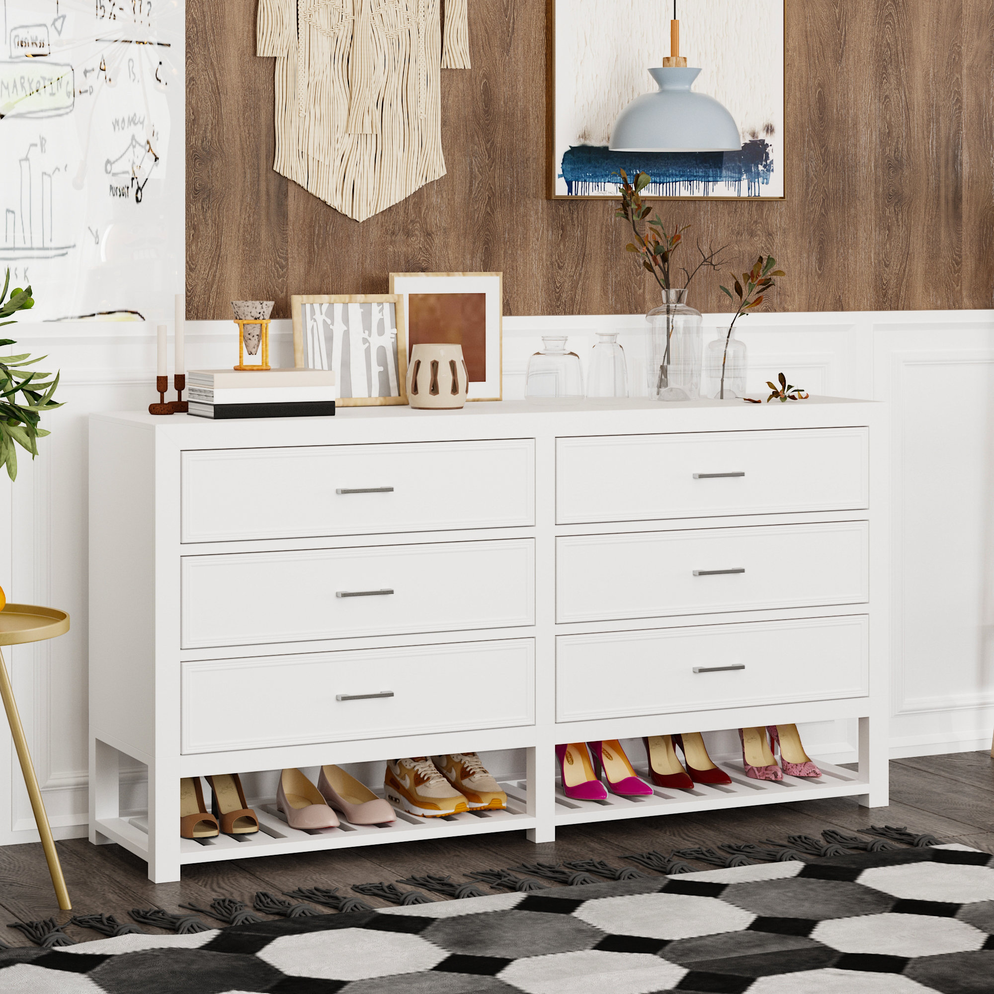 Latitude Run® 6-Drawer Entryway Console Table With Shoe Storage | Wayfair
