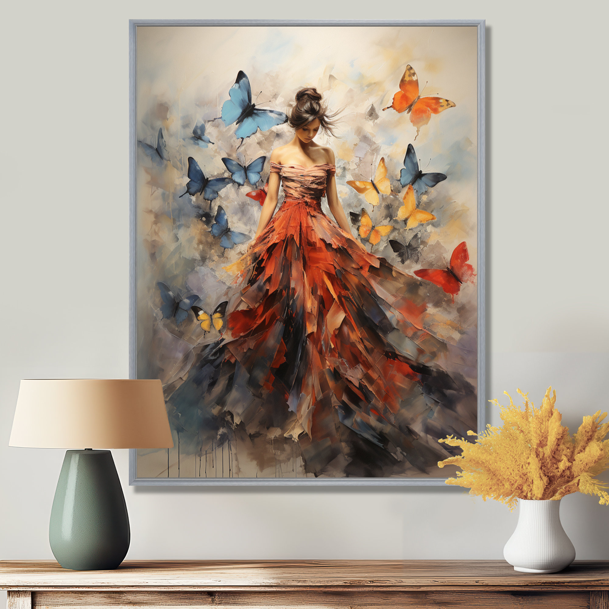 August Grove® Butterfly And Woman Dance I - Butterfly Wall Art ...