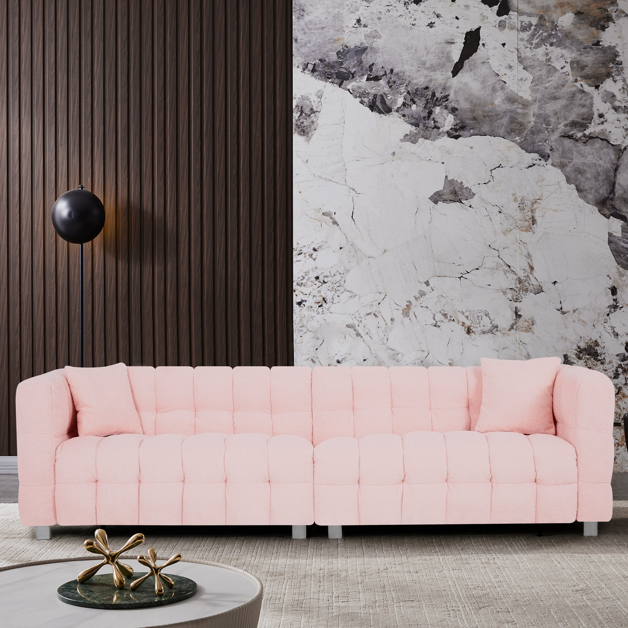 Latitude Run® 102" sofa with two throw pillows for living room Bedroom ...