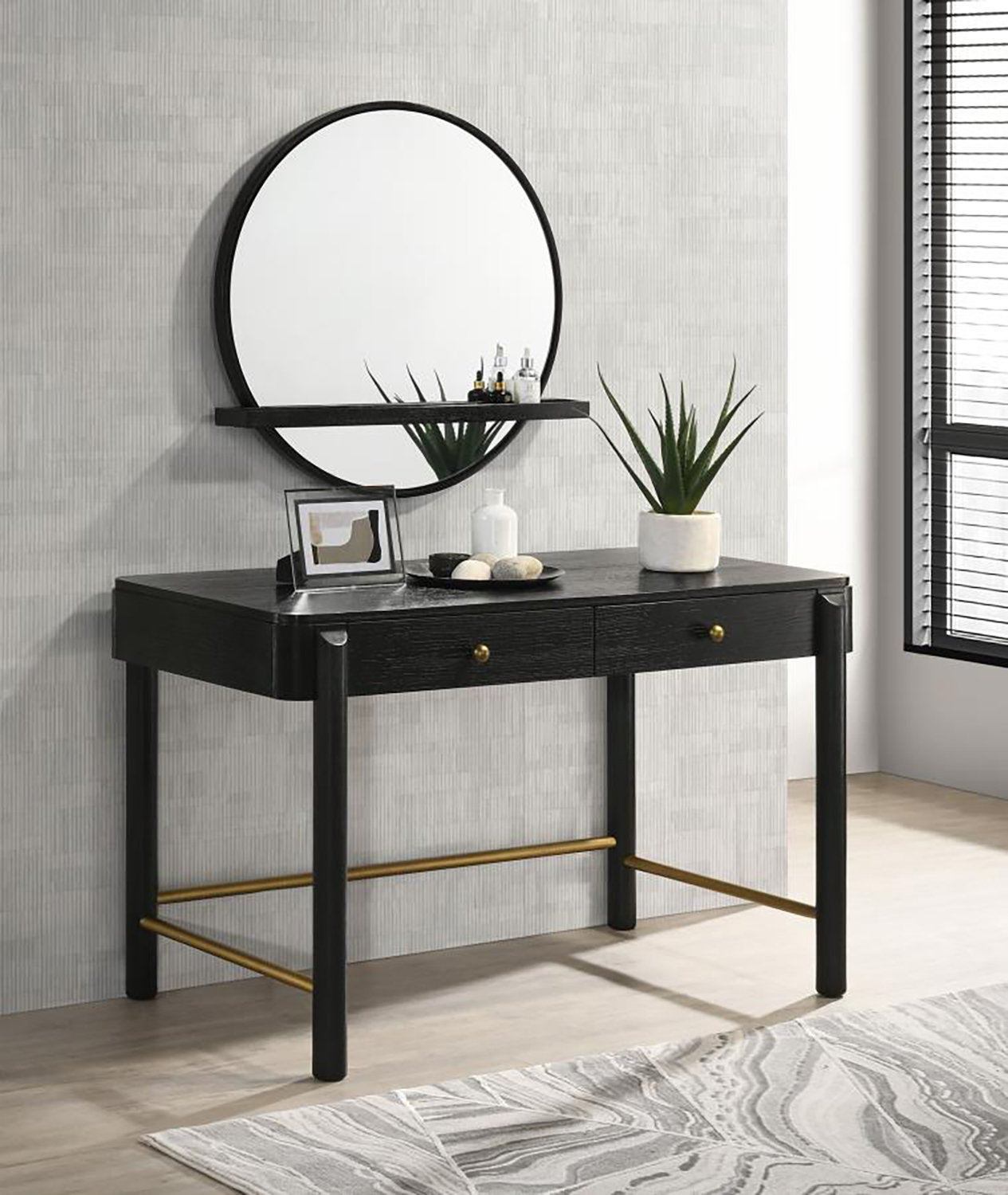 Andrew Home Studio Wailing 2-drawer Vanity Desk With Mirror | Wayfair