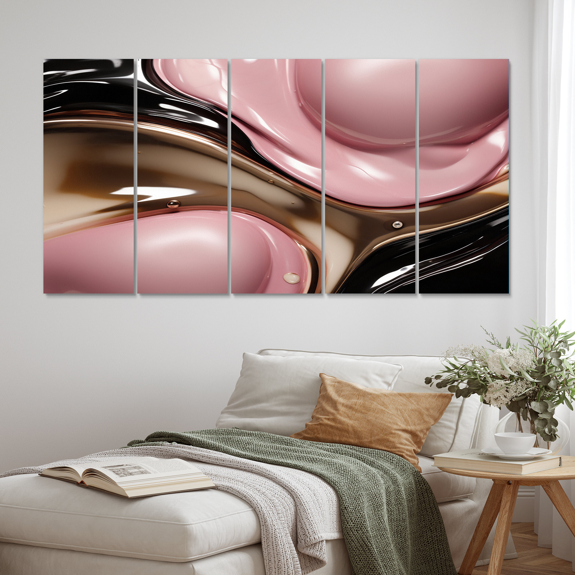 Mercer41 Whimsical Lquid Pink And Gold Glam Art V - Abstract Shapes ...