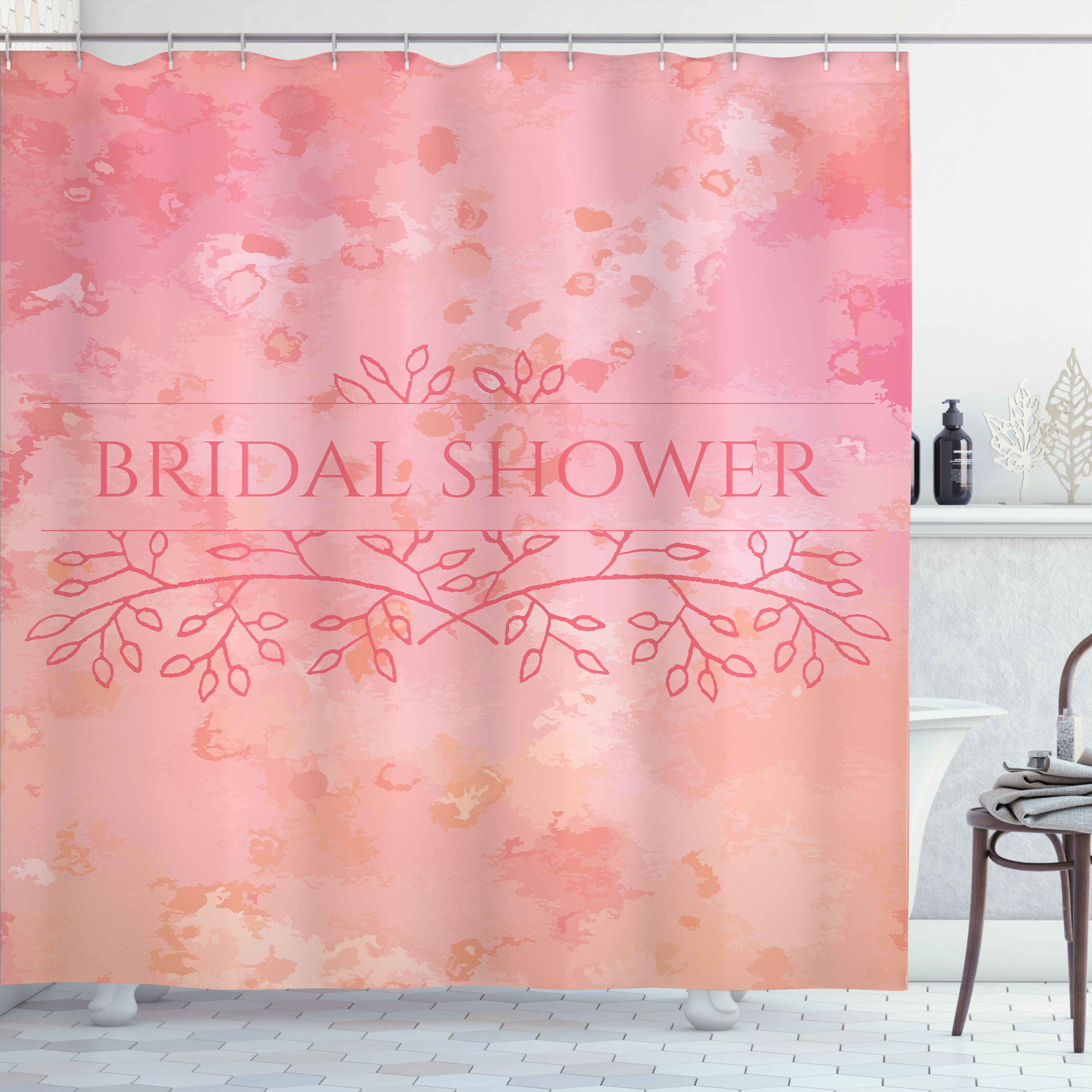 East Urban Home Salmon Shower Curtain Bride Invitation Pale Pink and ...