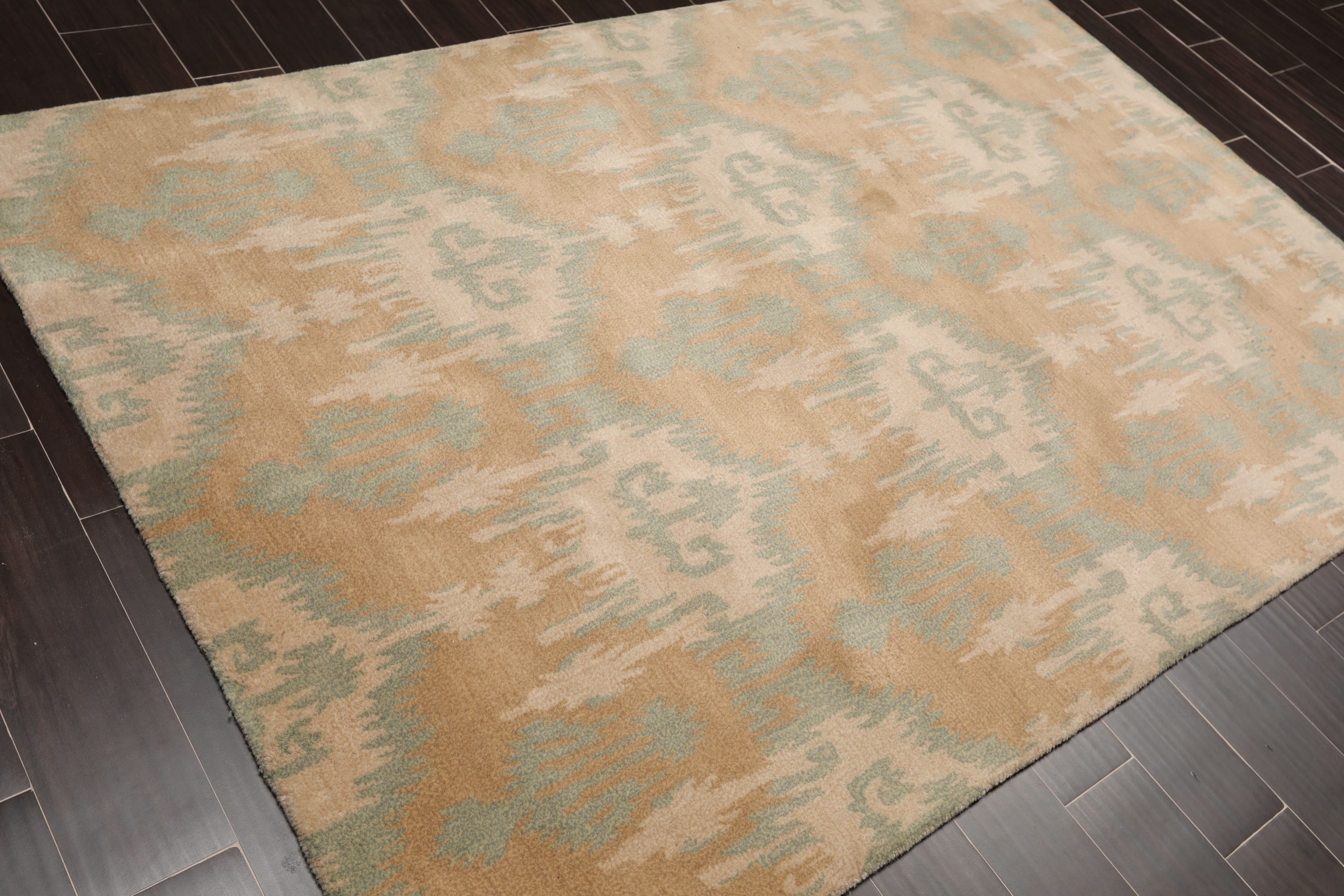 Bungalow Rose Ikat Handmade Tufted Wool Tan Area Rug | Wayfair