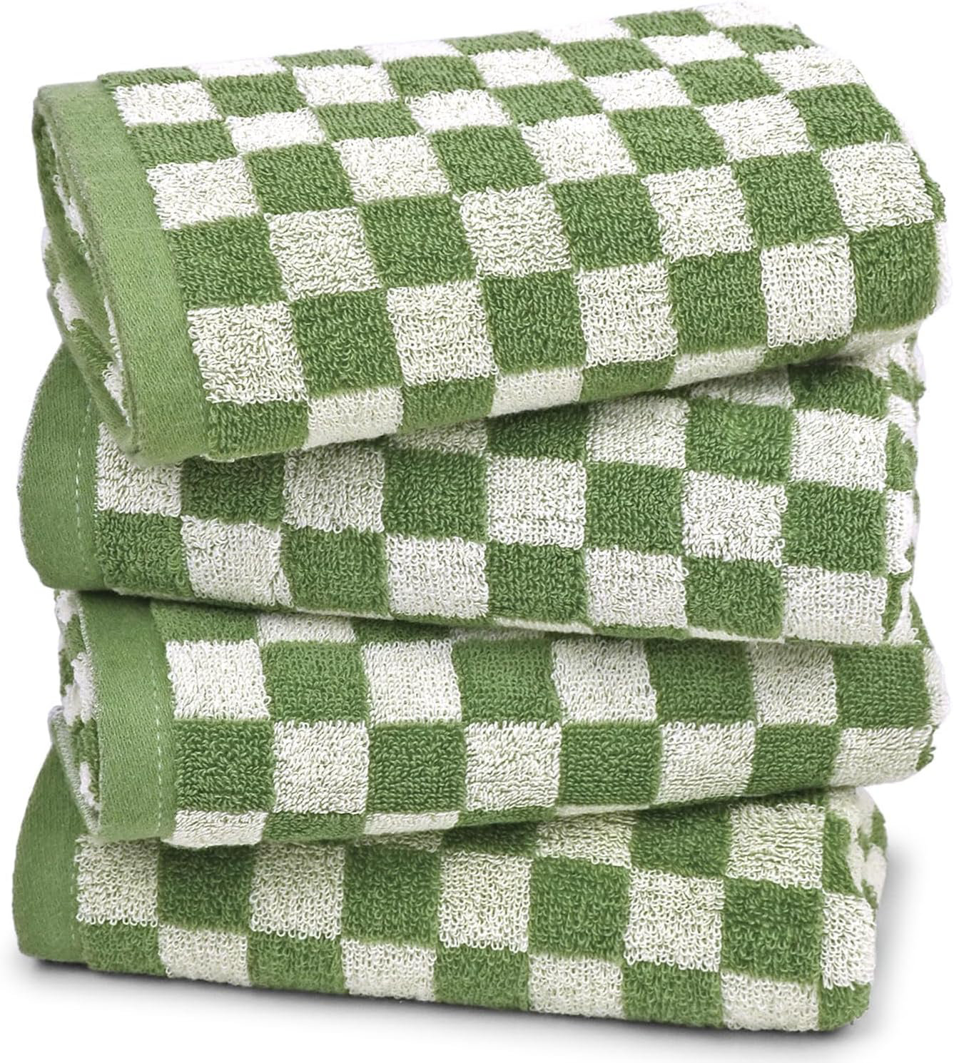 WIZIAT Checkered Hand Towels (13X29 Inches) - Kitchen Hand Towels Pack ...