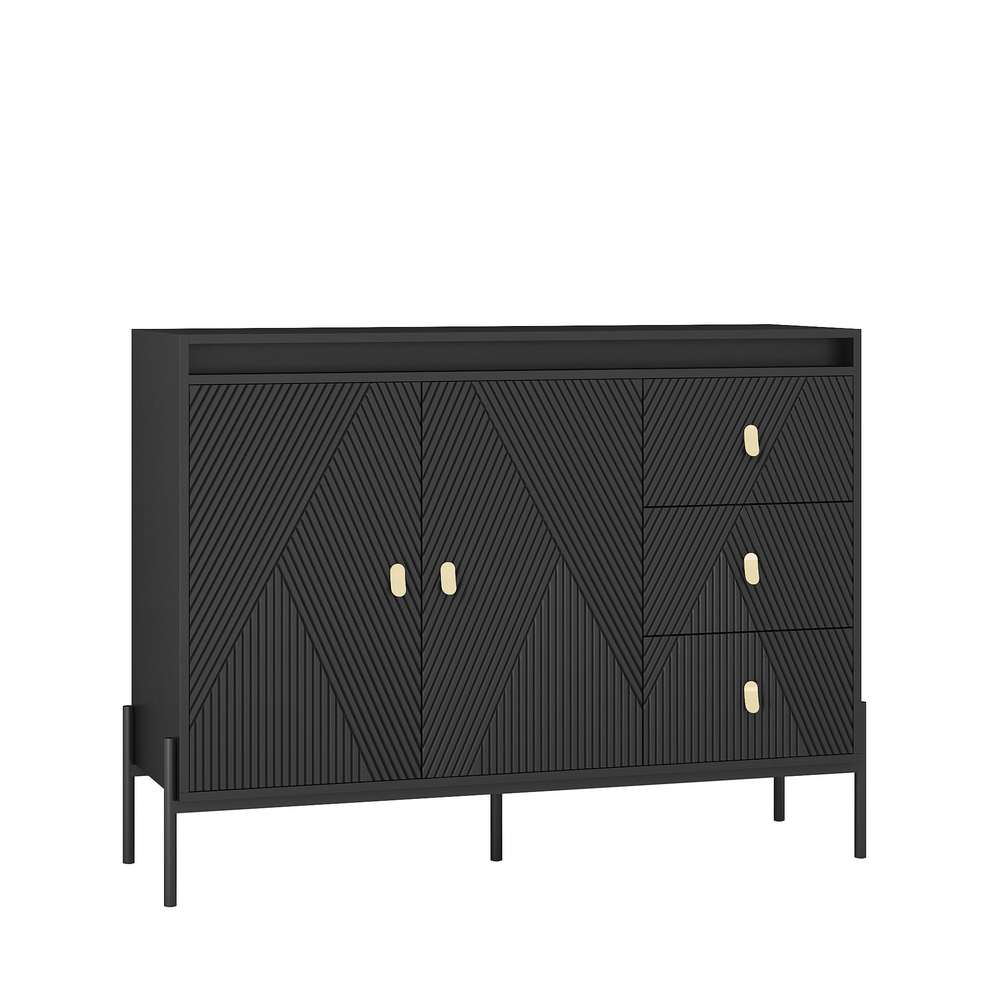 Ophelia & Co. Buffets & Sideboards, Fluted Sideboard Cabinet, 2 Door 3 ...