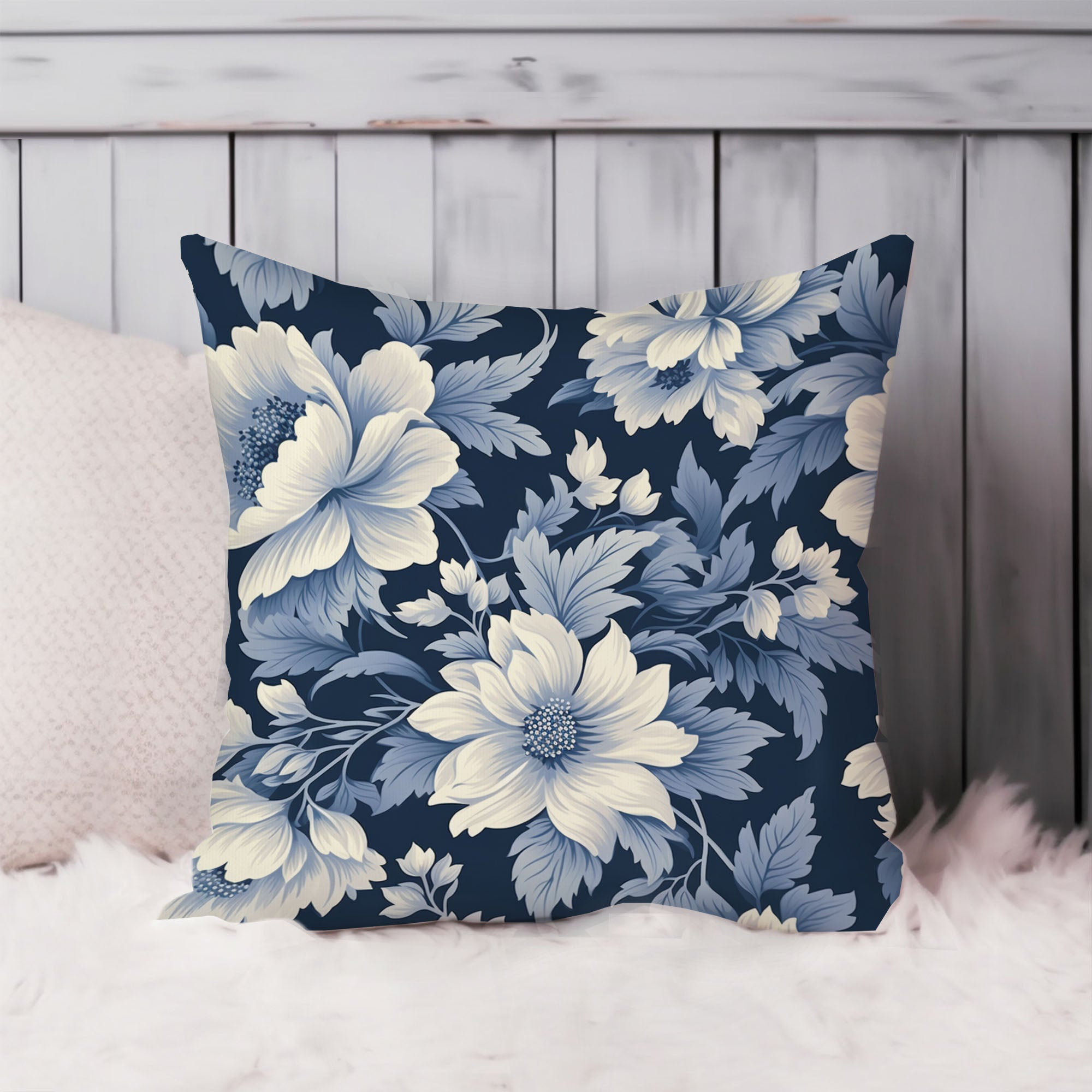 Ethan Taylor Botanical Navy Blue William Morris Damask Style Flowers ...
