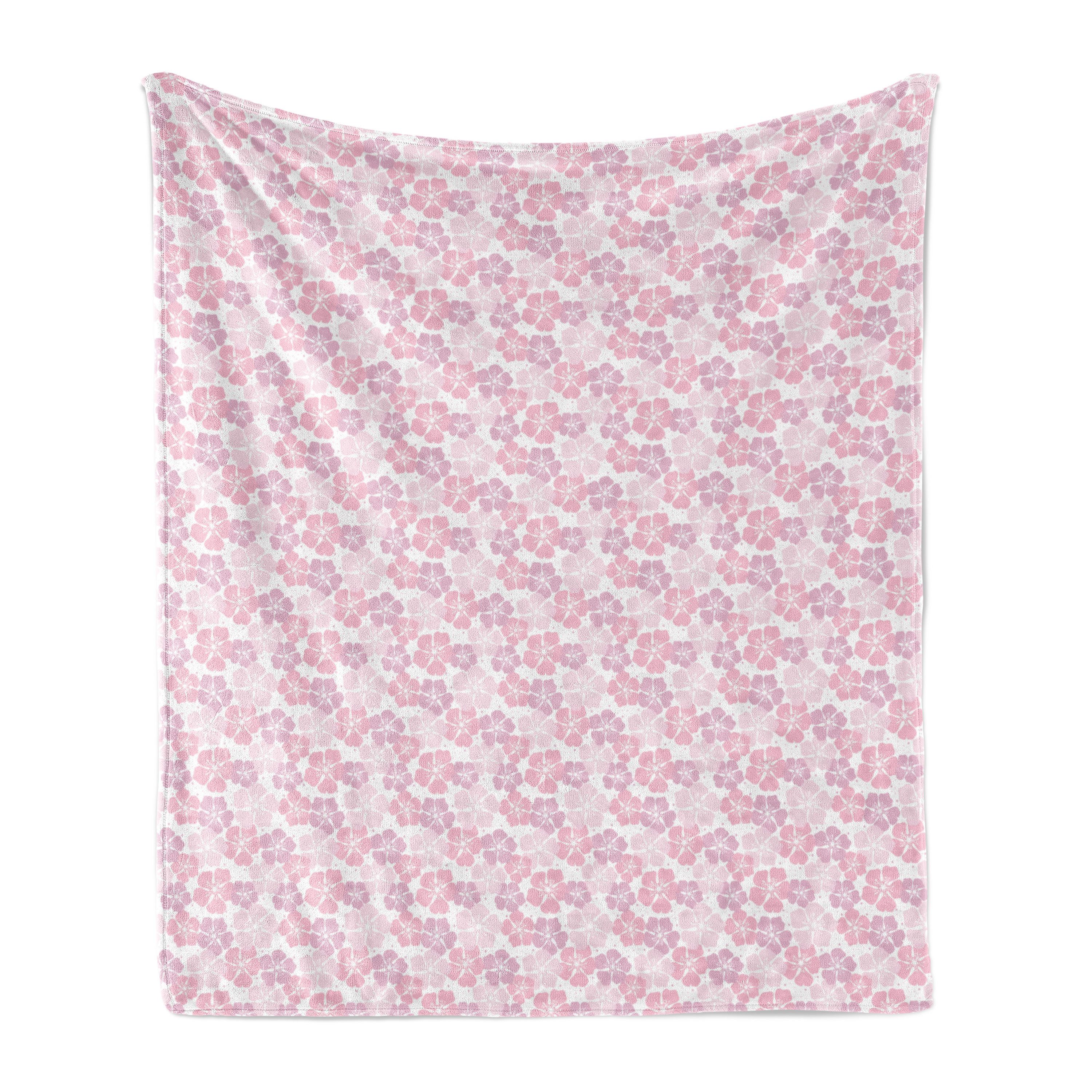 Ambesonne Floral Fleece Throw Blanket Pastel Blush Tones Flower White ...
