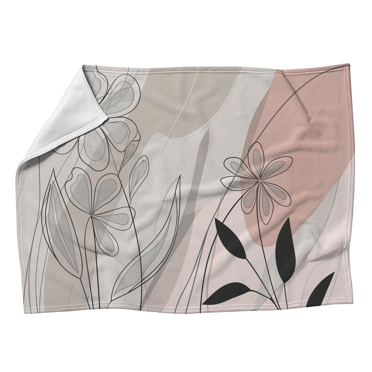 VisionDecor Floral Drawing Fleece Throw Blanket - Abstract Throws for ...