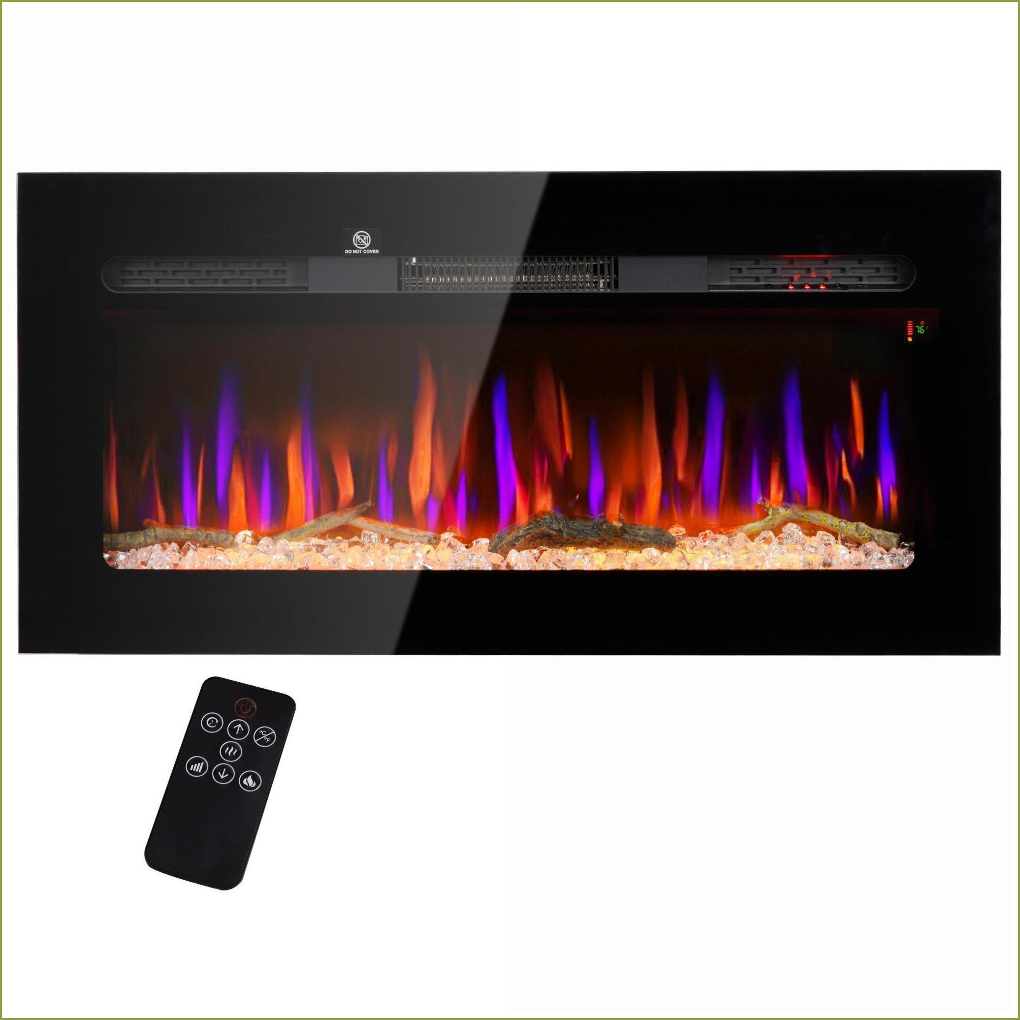 Symple Stuff Electric Fireplace | 50” Recessed/Wall Mounted with Remote ...