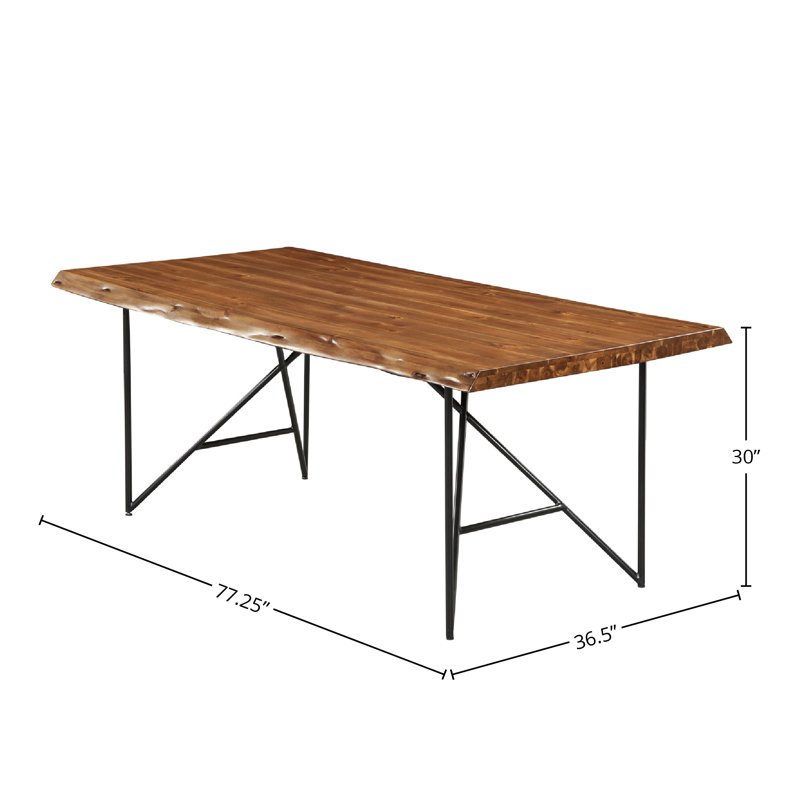 Union Rustic Joason Live Edge Solid Wood Dining Table, Light Walnut ...