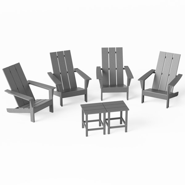 Rosecliff Heights 6-Piece Outdoor Adirondack Chair And Table SetWeather ...