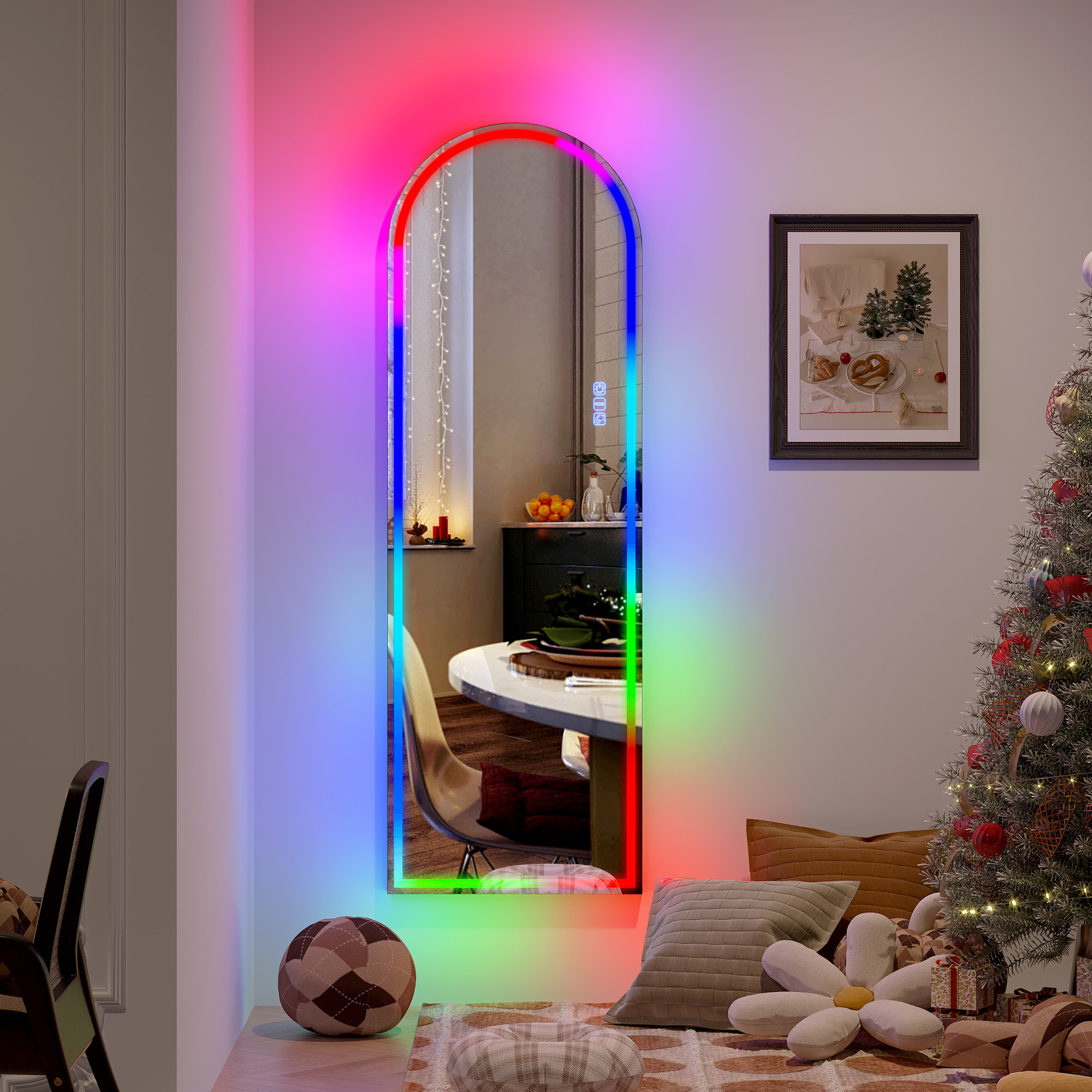 Wrought Studio™ Lajuane Aluminum Arch LED Mirror "& Reviews" | Wayfair