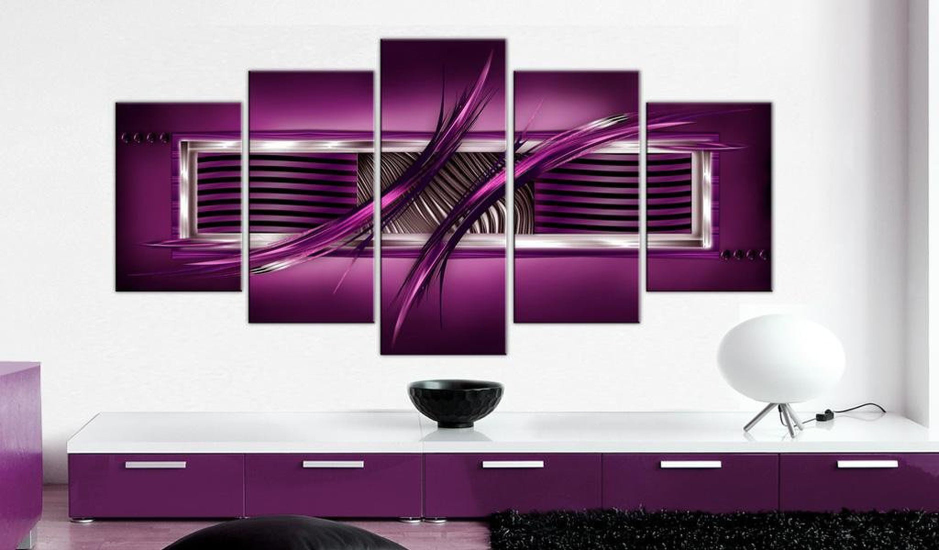 Brayden Studio® Rhythm Of Purple On Canvas 5 Pieces Print | Wayfair