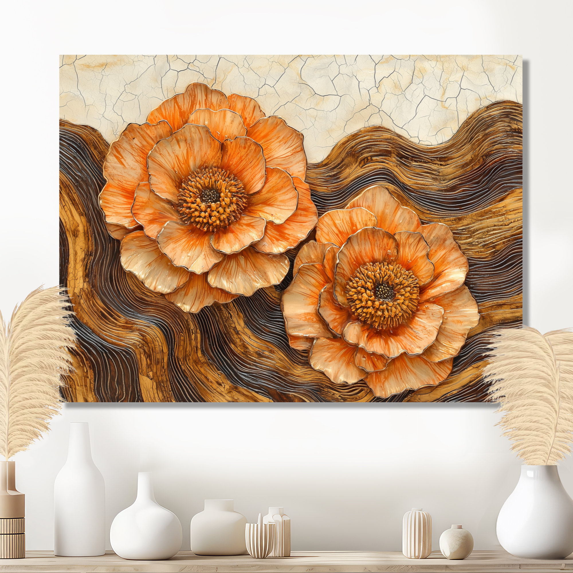 Winston Porter Autumn Marigold Flowers On Wood Slide II - Marigold ...