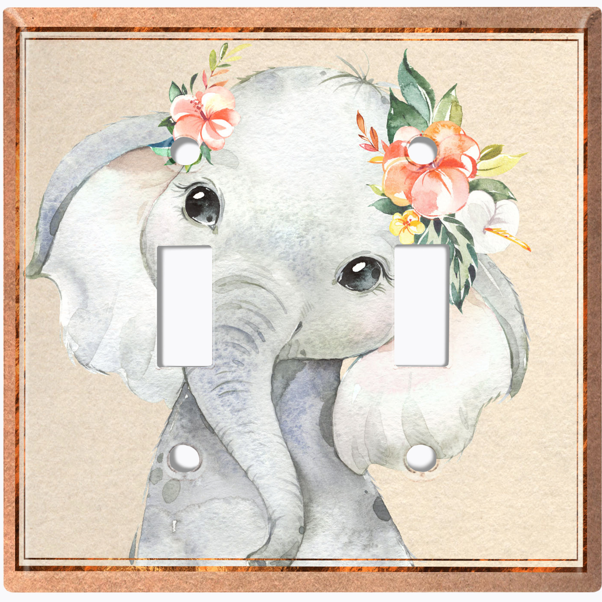 WorldAcc Metal Light Switch Plate Outlet Cover (Cute Animal Elephant ...