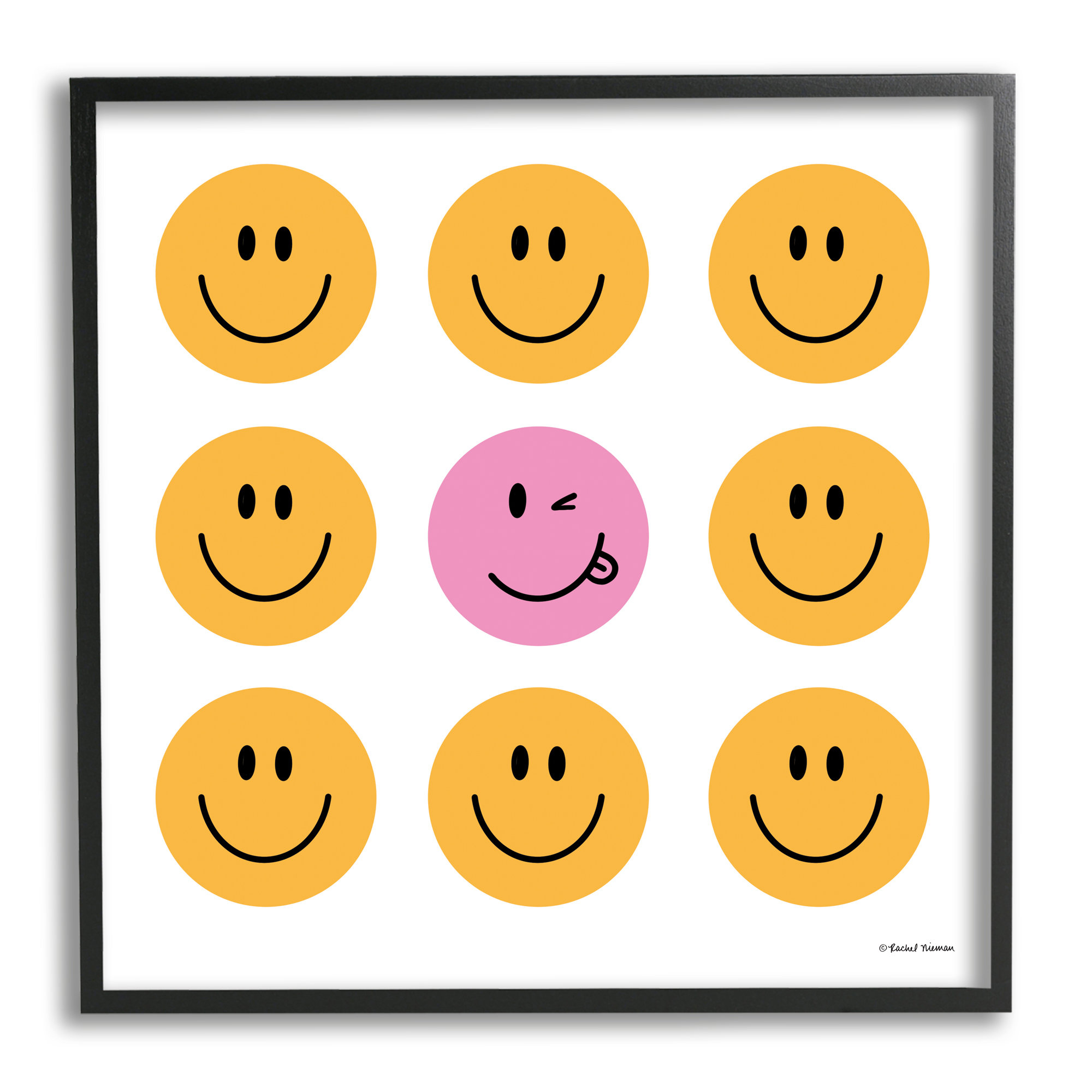 Stupell Industries Pink & Yellow Smiley Faces - Wayfair Canada