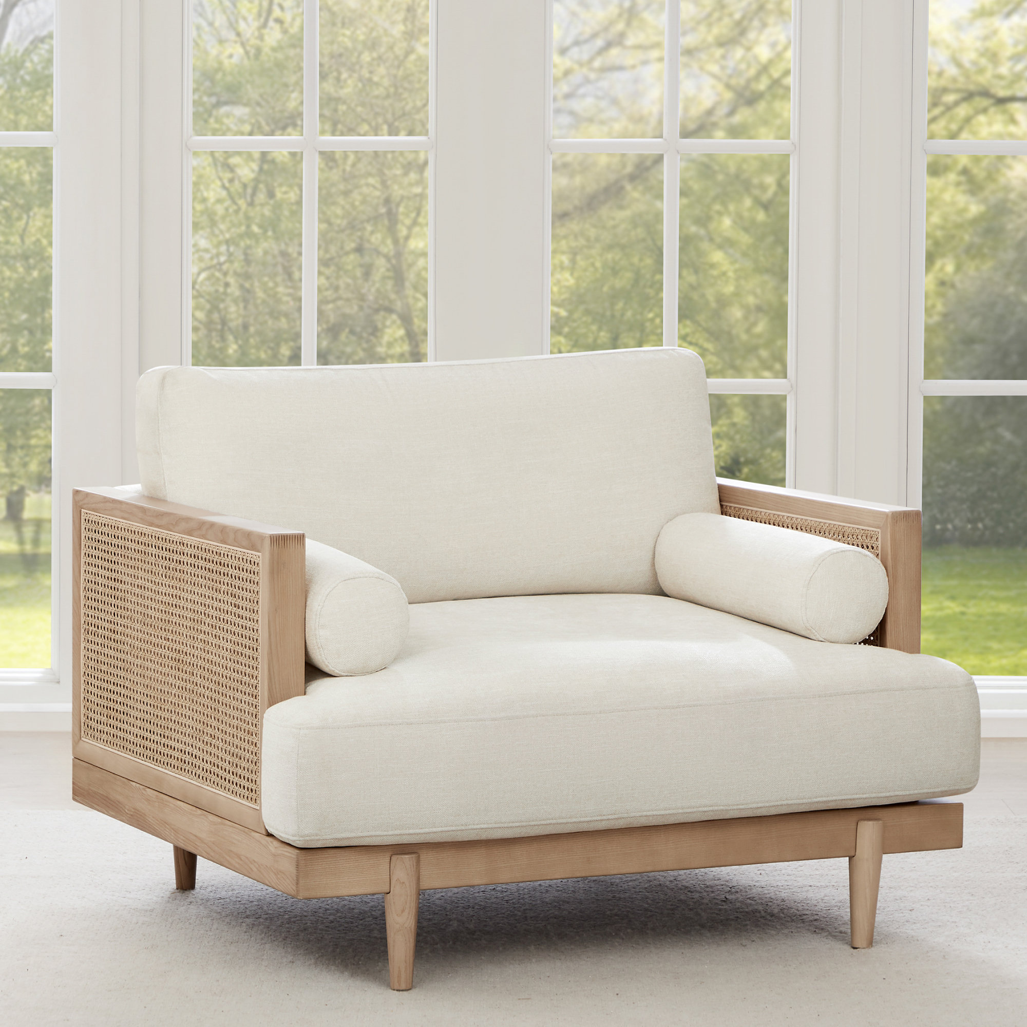 Gracie Oaks Ahlea 41.8'' W Natural Cane Upholstered Armchair & Reviews ...