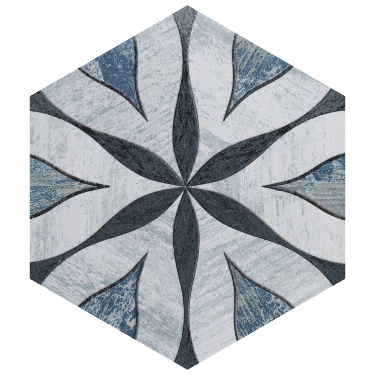 Merola Tile Cassis Hex Flower 8-5/8 In. X 9-7/8 In. Porcelain Vintage ...