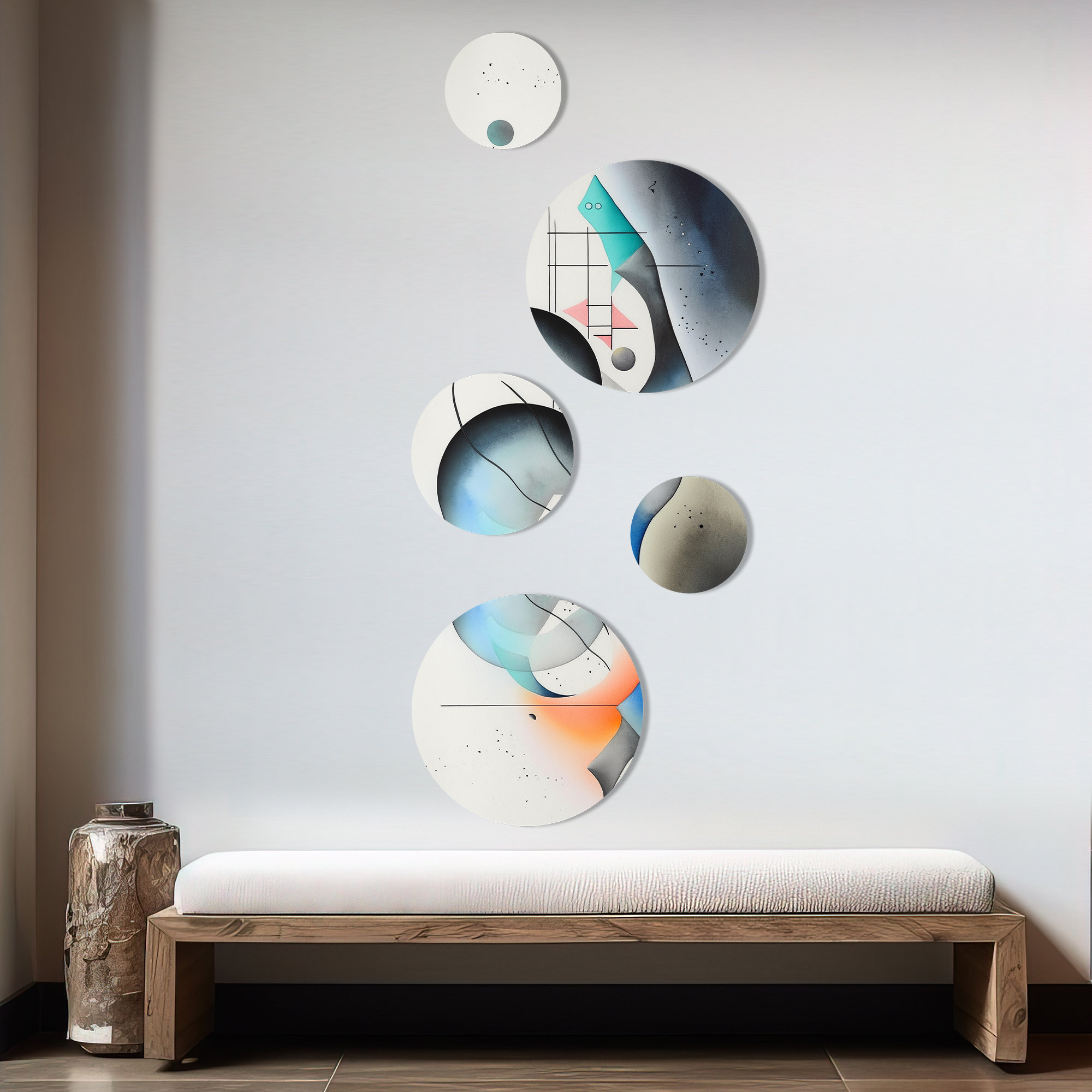 DesignArt Grey Harmonious Patterns I - Modern Geometric Metal Wall ...