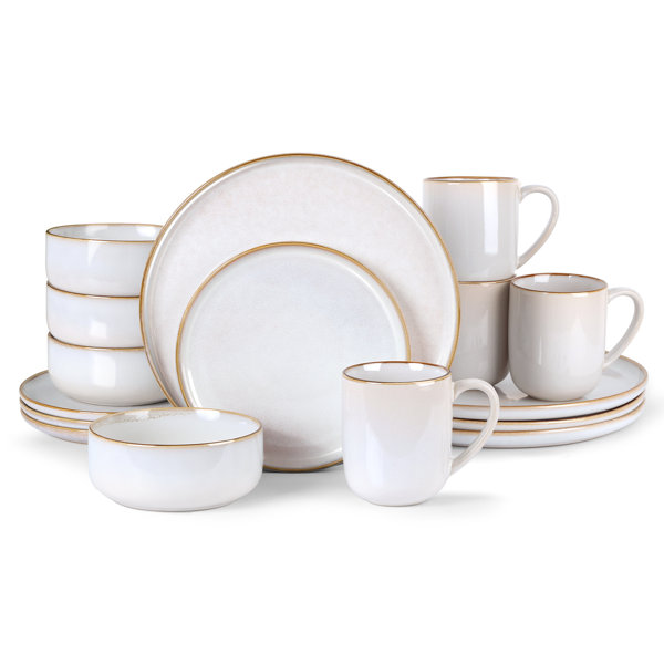 Latitude Run® 16-pieces Dinnerware Sets For 4, Stoneware Plates And ...