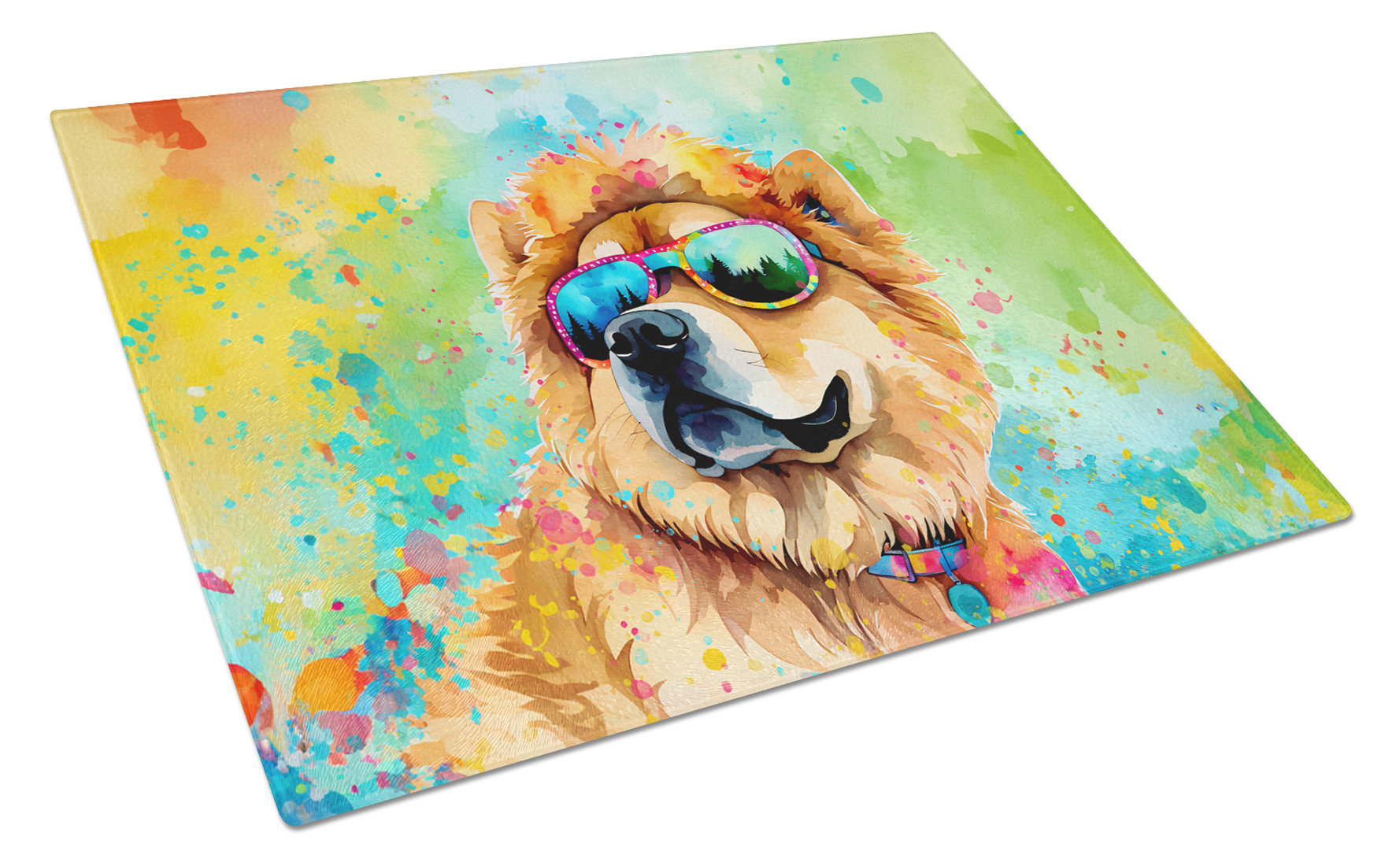 Caroline's Treasures Chow Chow Hippie Dawg Glass Cutting Board Large ...