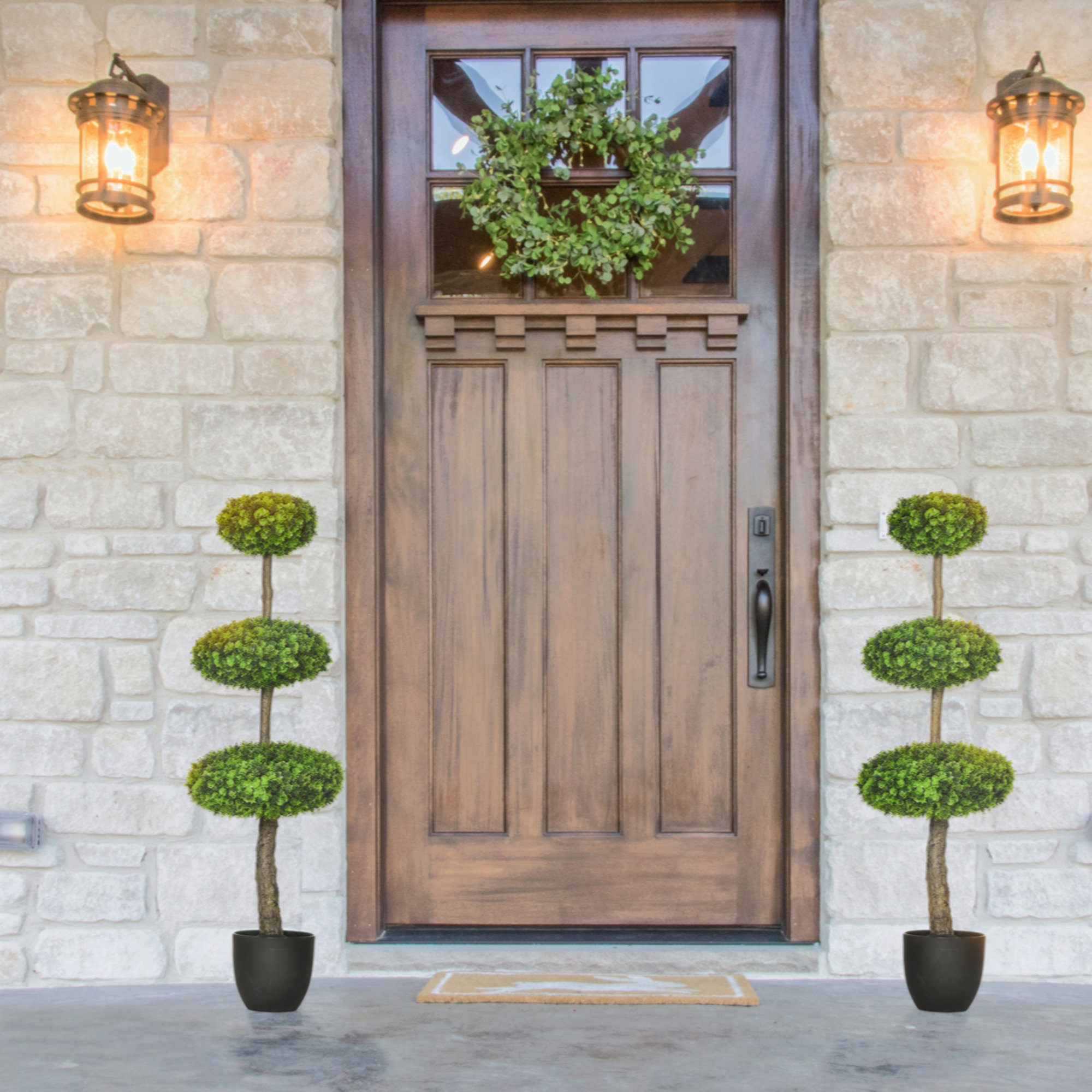 Red Barrel Studio® Set Of 2 Artificial Boxwood Topiary Trees In Pots ...