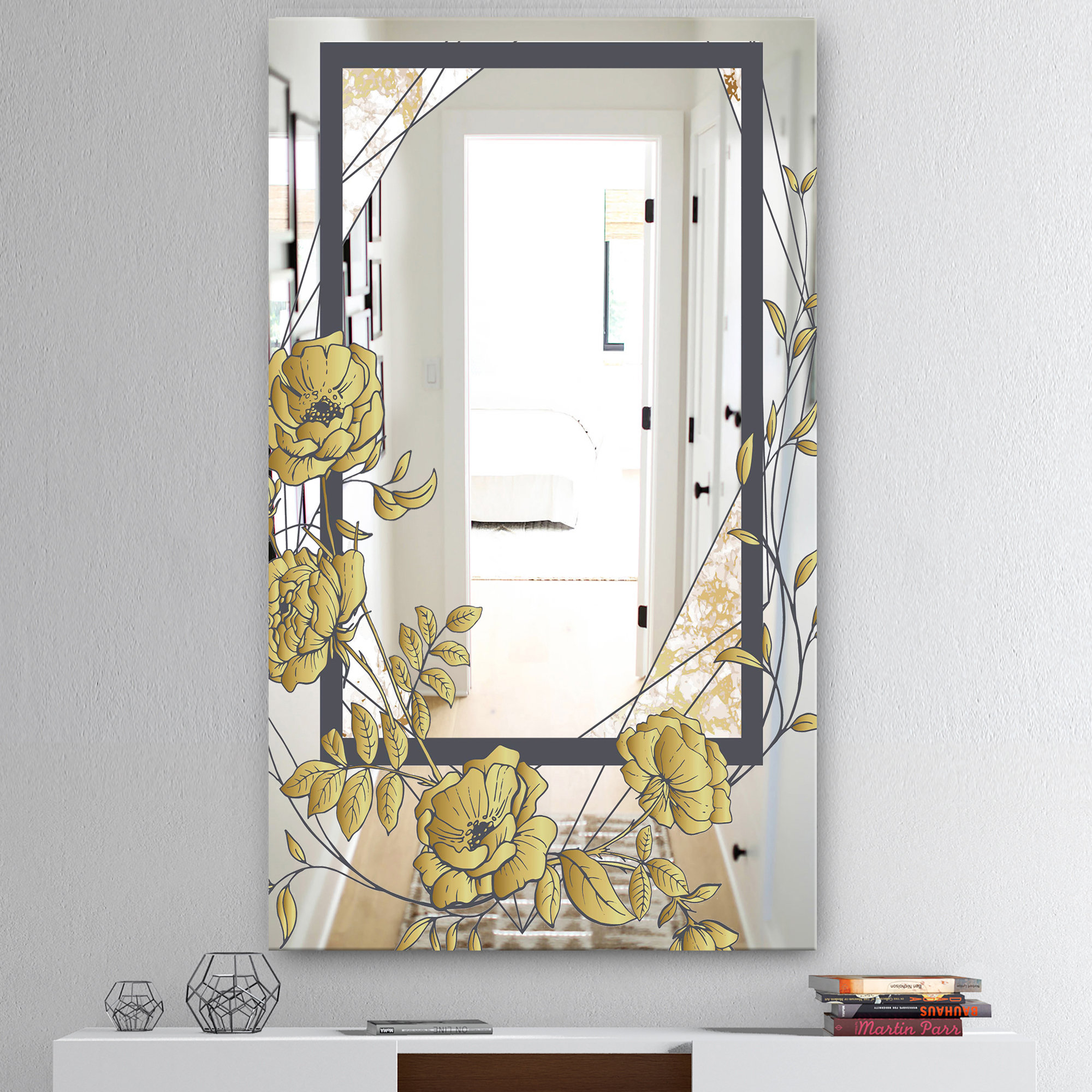 East Urban Home Gold Botanical Blooming 1 - Cabin and Lodge Mirror ...