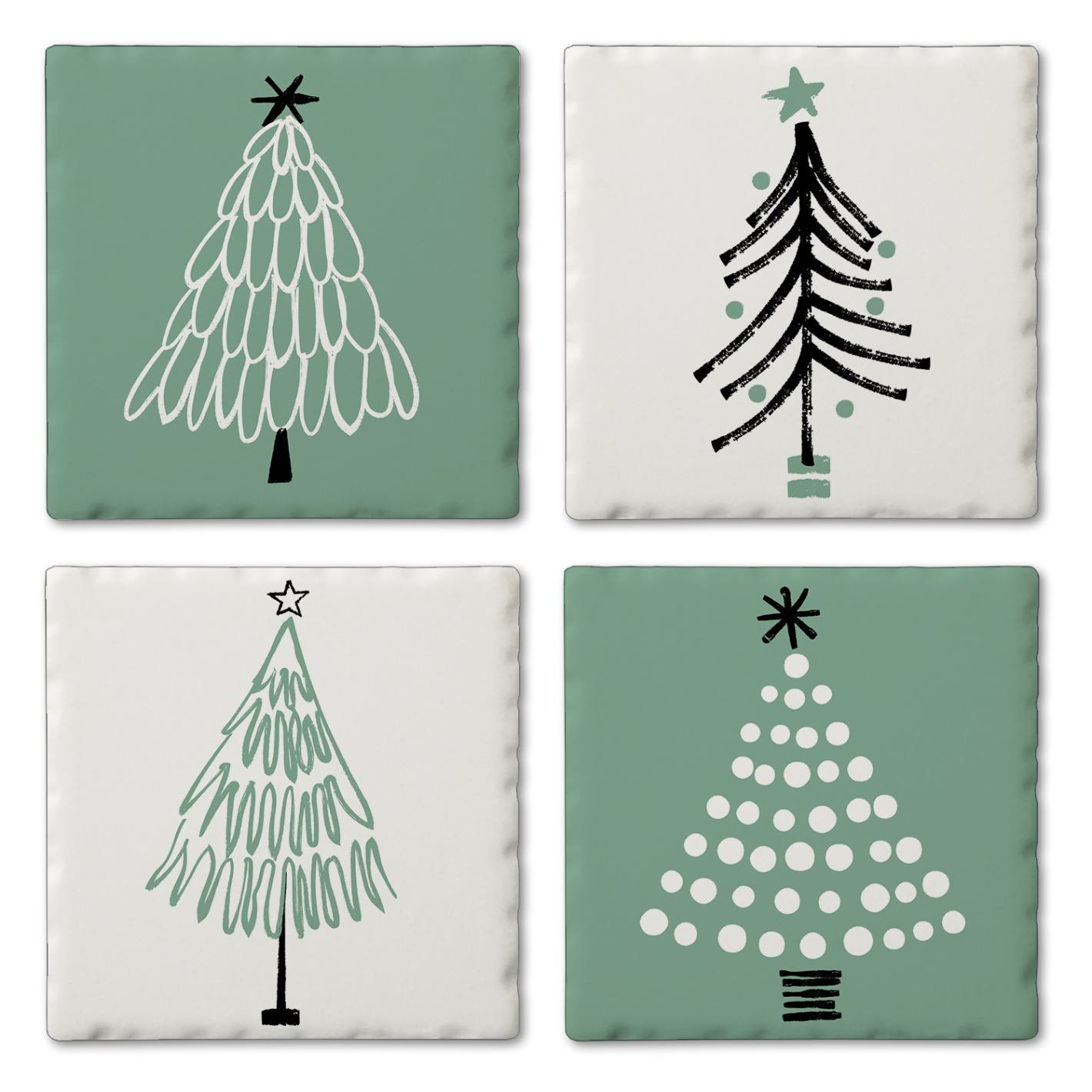 The Holiday Aisle® Scandinavian Trees 4-Pack Assorted Tumbled Tile ...