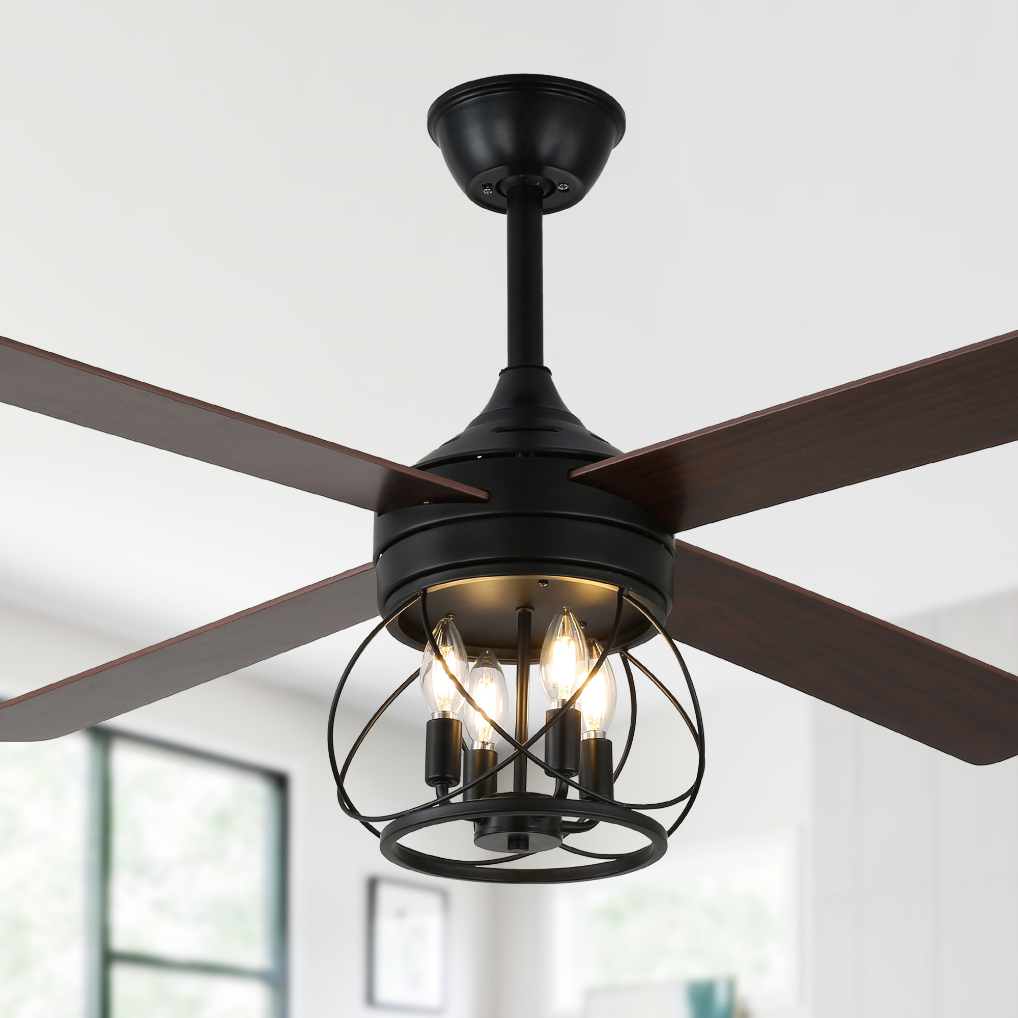 17 Stories Norek 52 Inch Farmhouse Ceiling Fan With Remote, Rustic 5 ...
