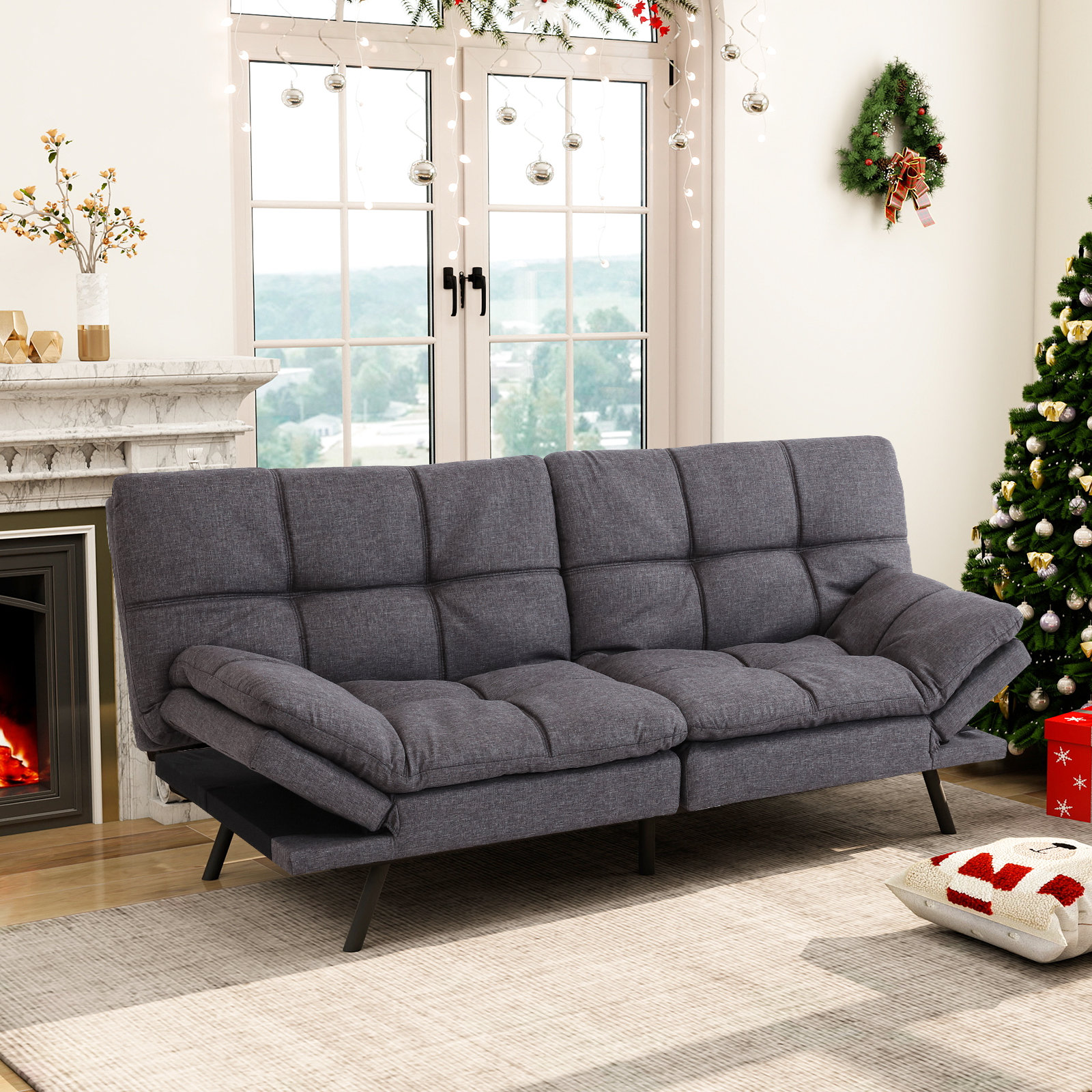 George Oliver Alan 71" Upholstered Convertible Sofa With Adjustable ...