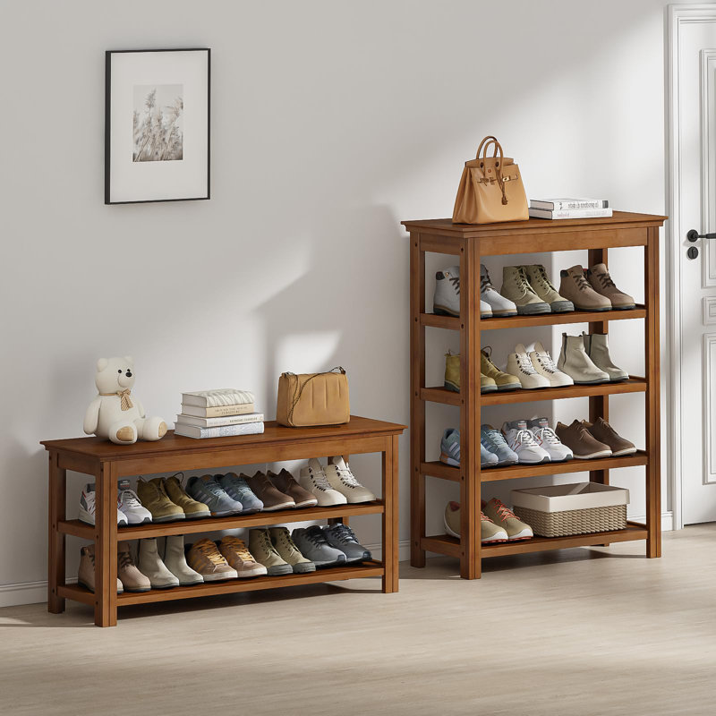 Rebrilliant 12 Pair Solid Wood Shoe Rack | Wayfair