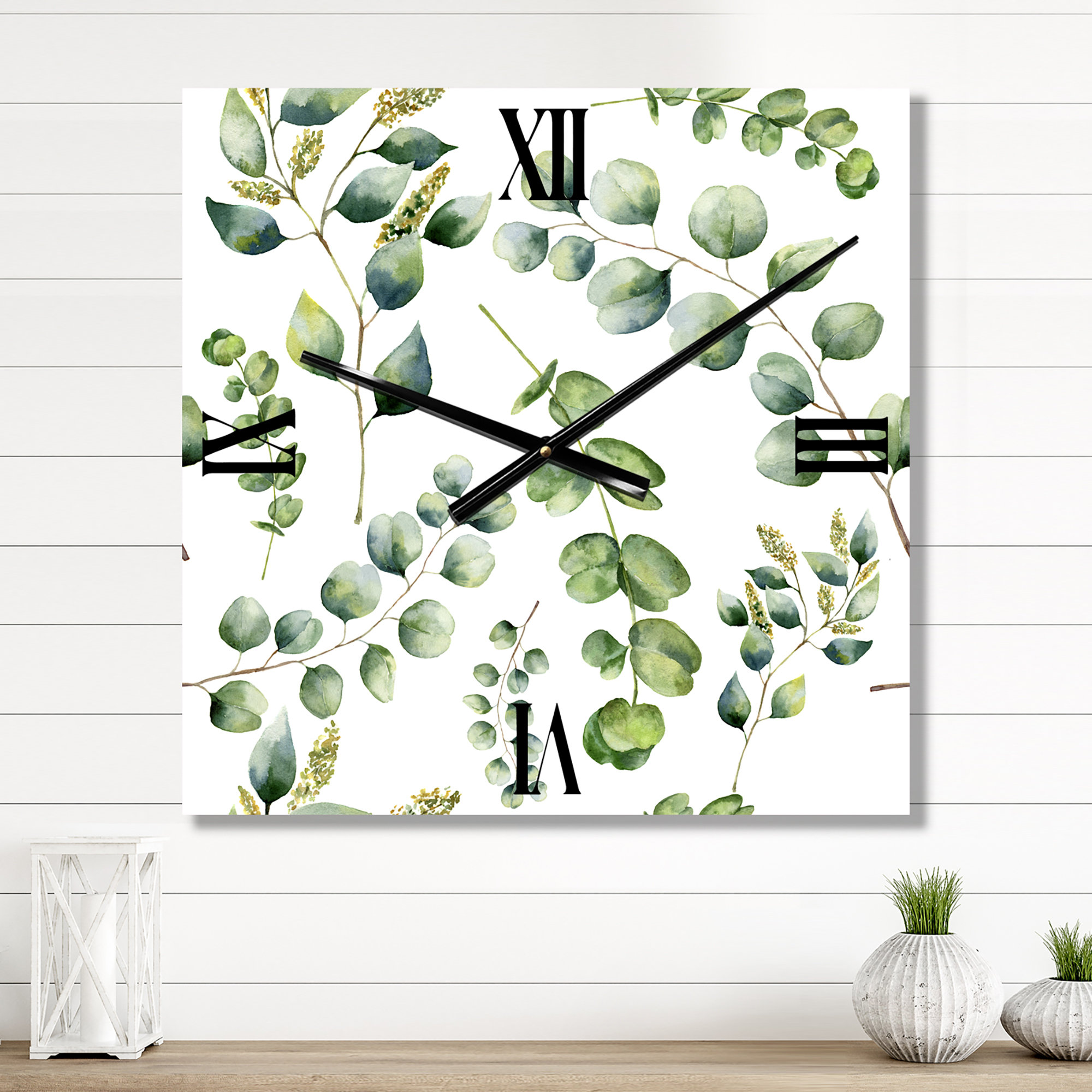 East Urban Home Eucalyptus Branches III Wall Clock | Wayfair