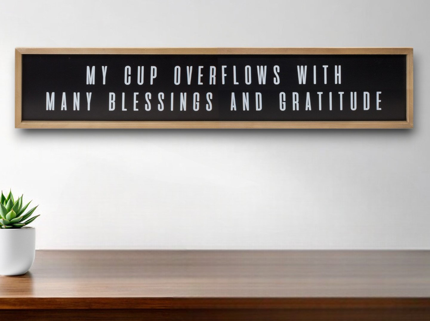 HomeRoots 10" X 25" Natural Black and White Sentiment Plaque Wood Wall ...