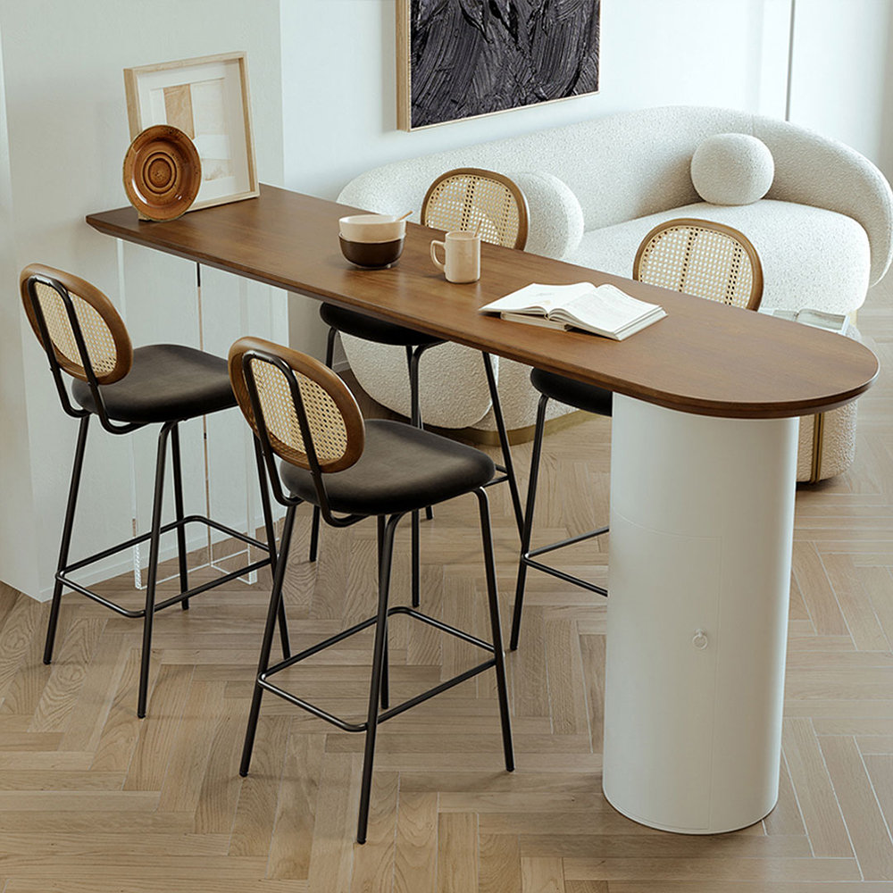 Orren Ellis 2-Person Nut-brown+Clear+White Half-circle Solid Wood ...